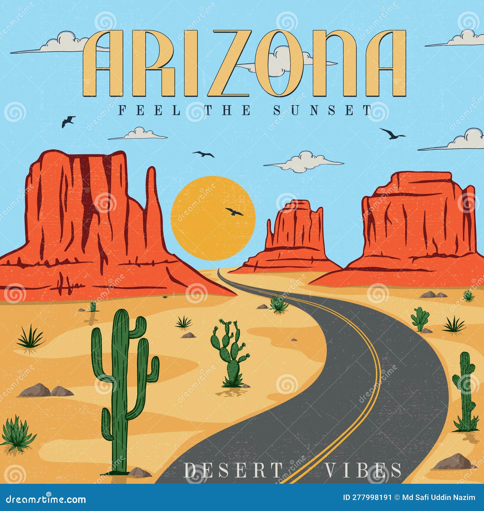 Arizona Desert Vibes Graphic Print Illustration. Stock Vector ...
