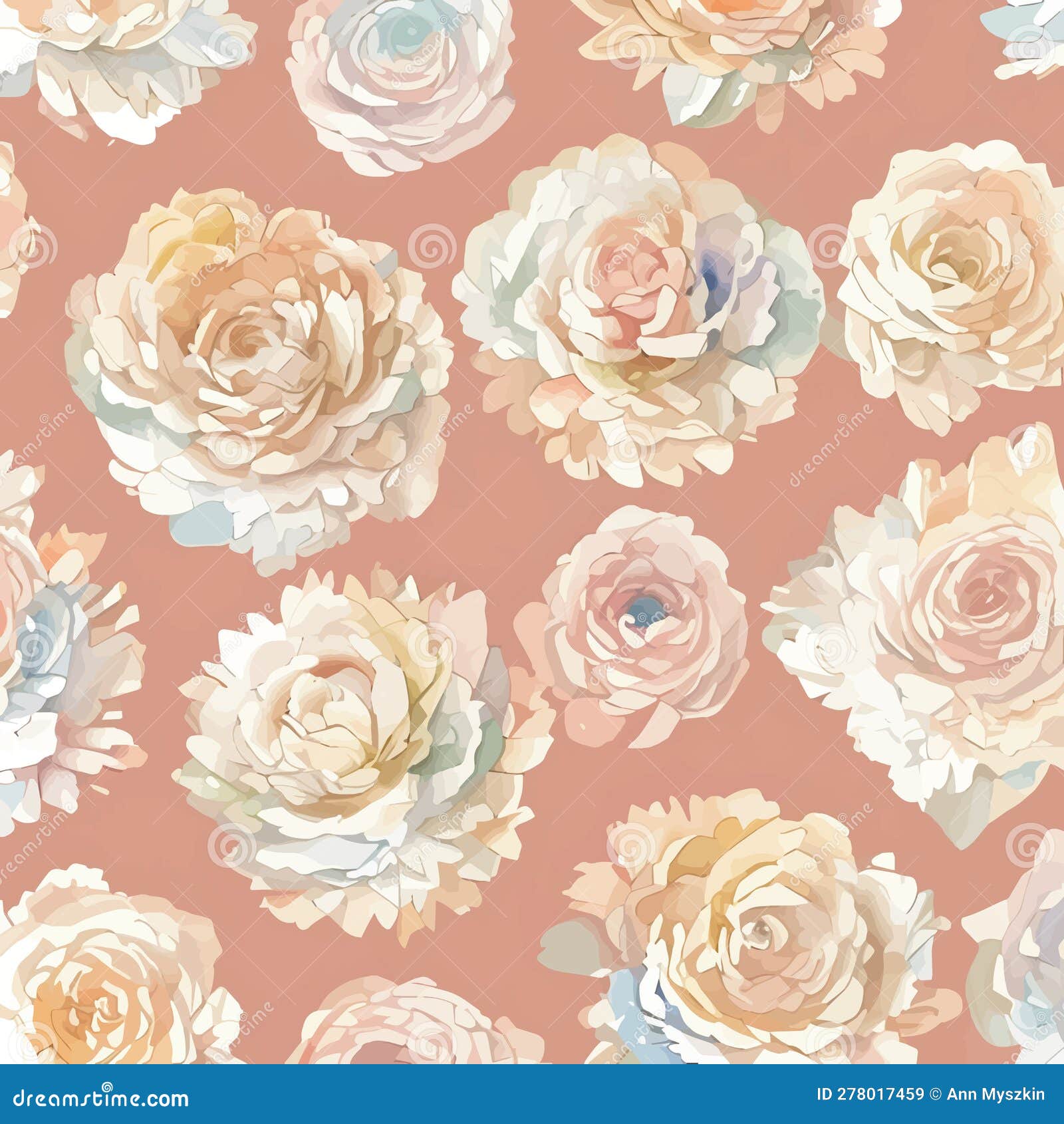 Vector Watercolor Illustration of Pink Orange Flowers on Pink ...