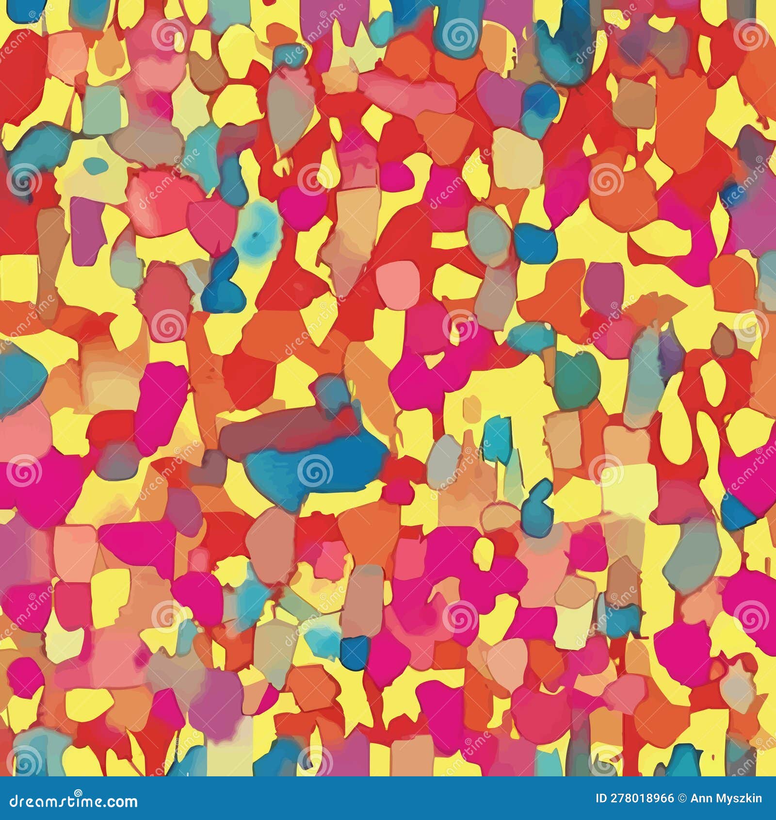 Vector Watercolor Abstract Illustration of Red Pink Yellow Blue Dots ...