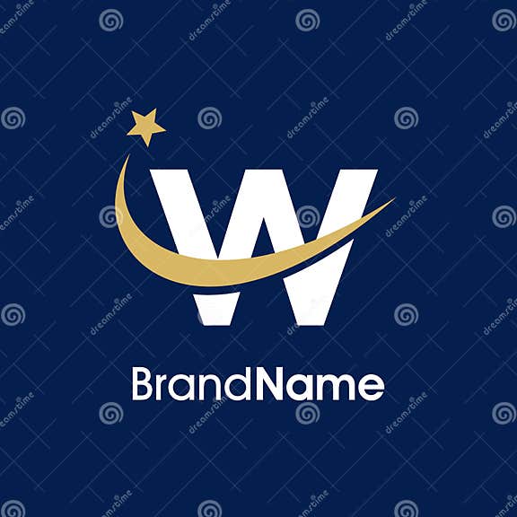 Initial W Swooshing Star Logo Stock Vector - Illustration of gold ...