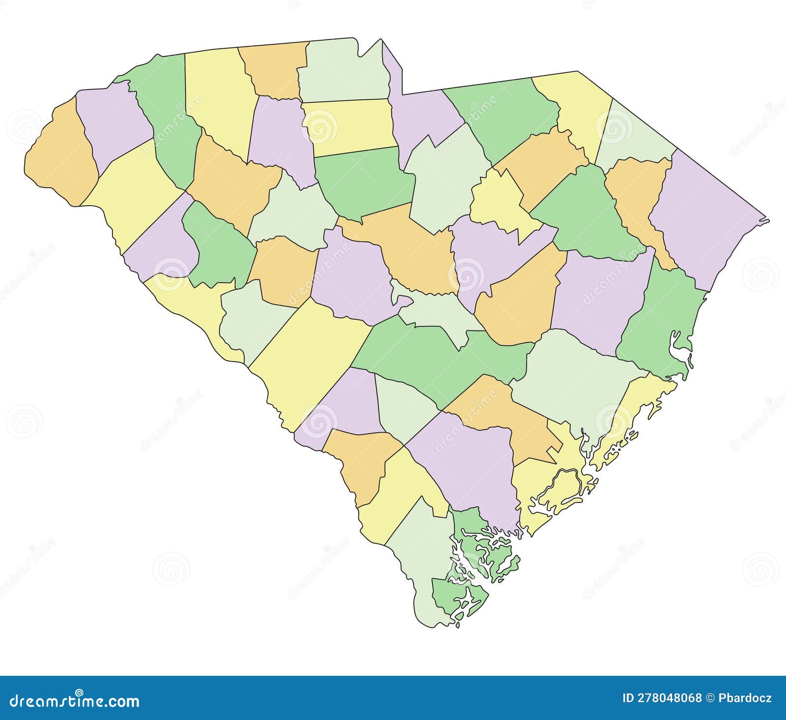 South Carolina - Detailed Editable Political Map. Stock Illustration ...