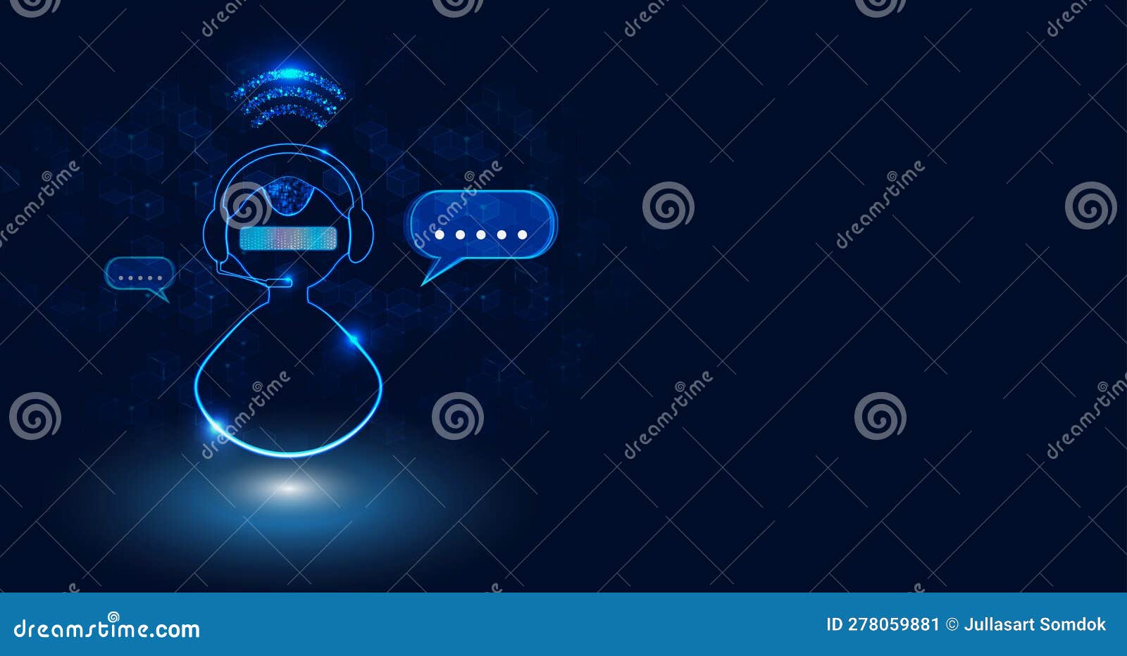 Chatbot on Blue Background. Artificial Intelligence Concept. Vector Illustration. Stock Vector ...