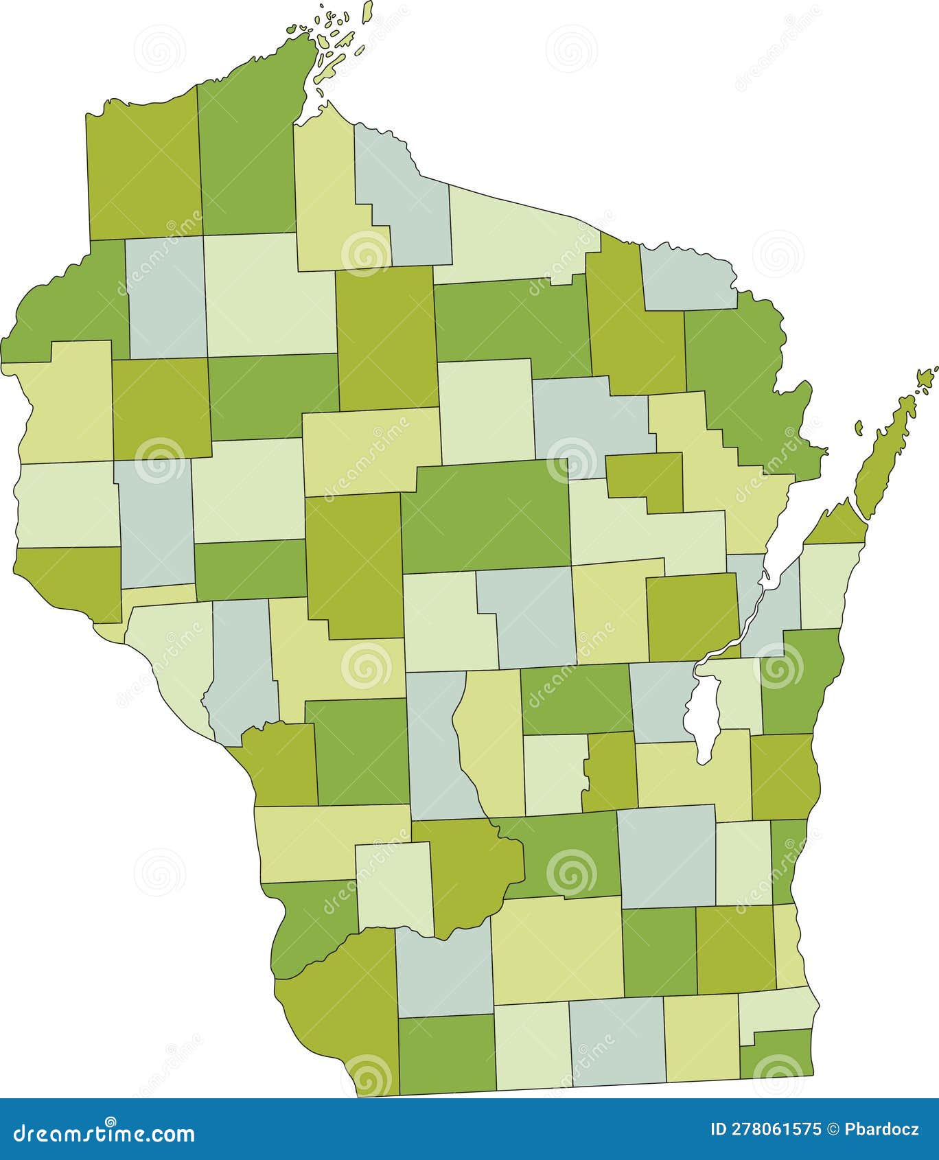 Detailed Editable Political Map with Separated Layers. Wisconsin Stock ...