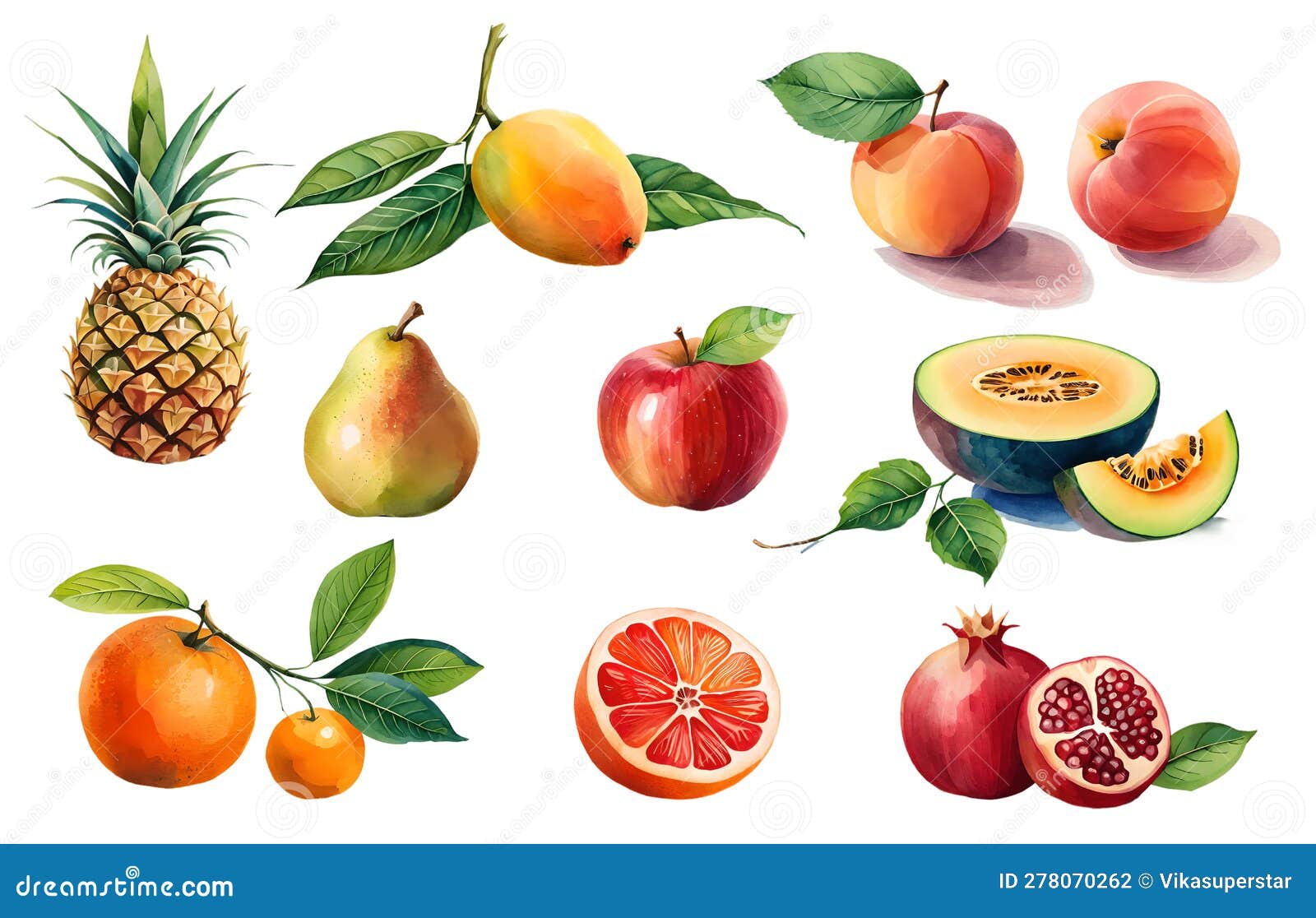 Watercolour Fruits Illustration. Generative AI Stock Illustration ...