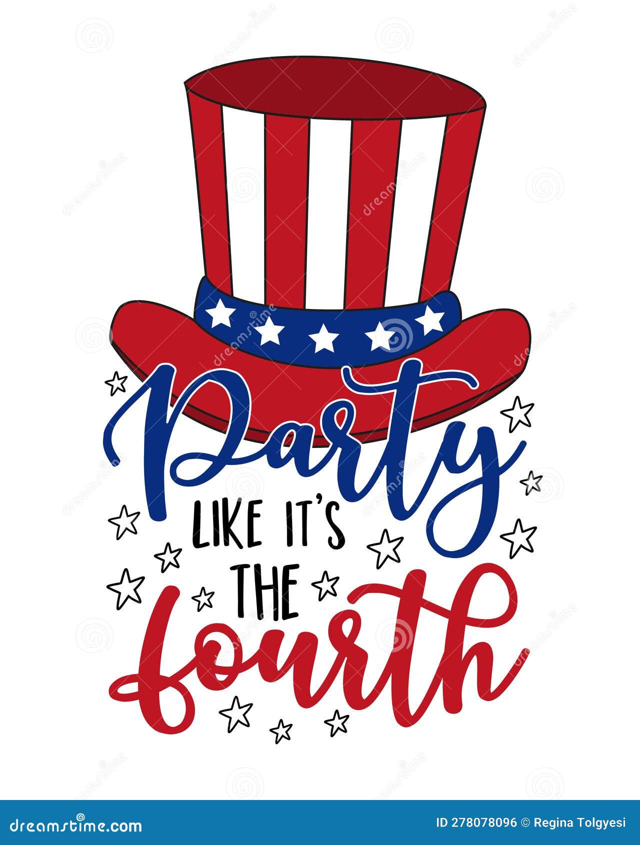 Party Like it S the Fourth - Funny Slogan with Uncle Sam Hat. Happy ...