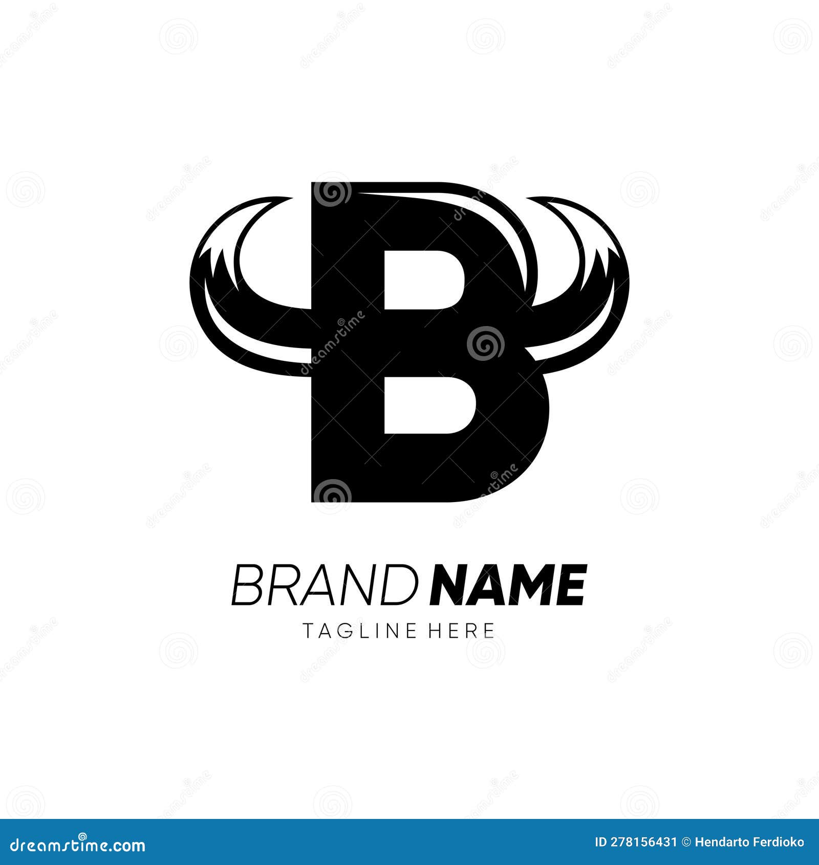 Letter B Bull Horn Logo Design Vector Icon Graphic Illustration Stock ...