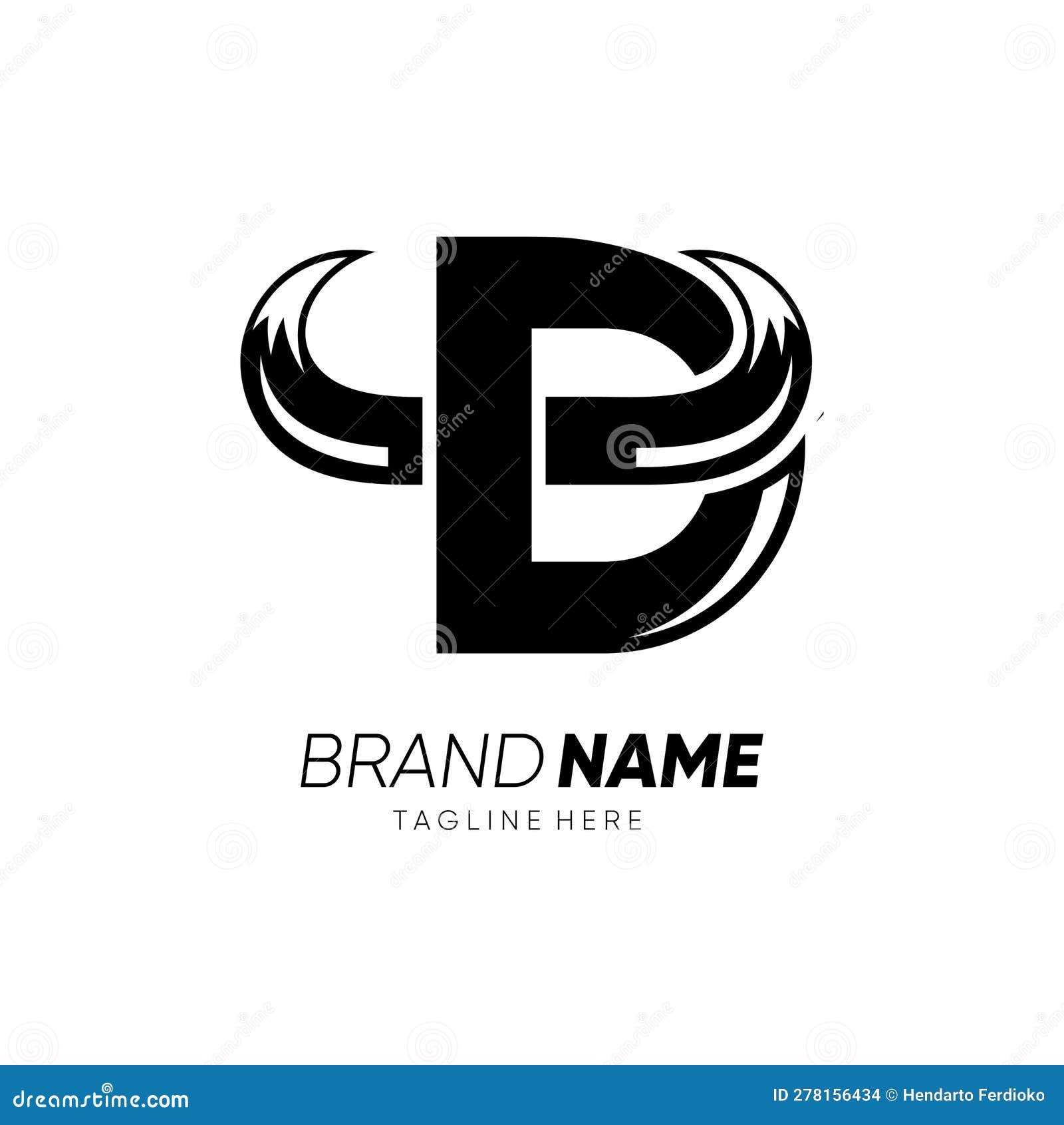 Letter D Bull Horn Logo Design Vector Icon Graphic Illustration Stock ...
