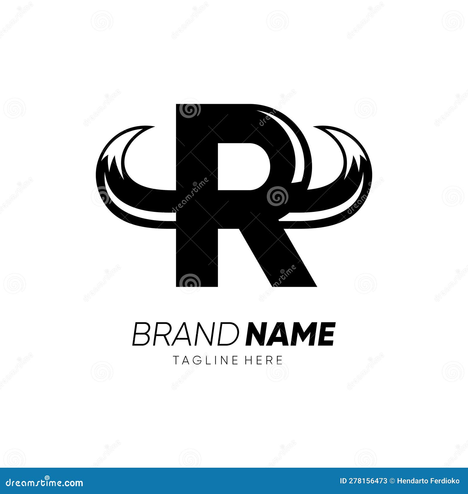 Letter R Bull Horn Logo Design Vector Icon Graphic Illustration Stock ...