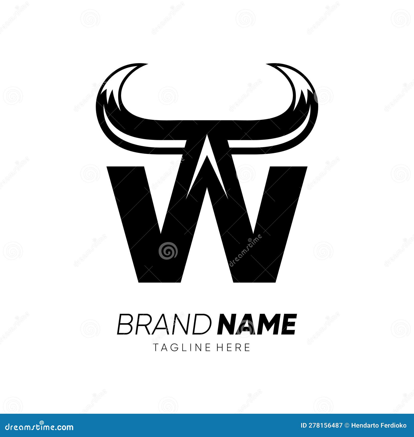 Letter W Bull Horn Logo Design Vector Icon Graphic Illustration Stock ...