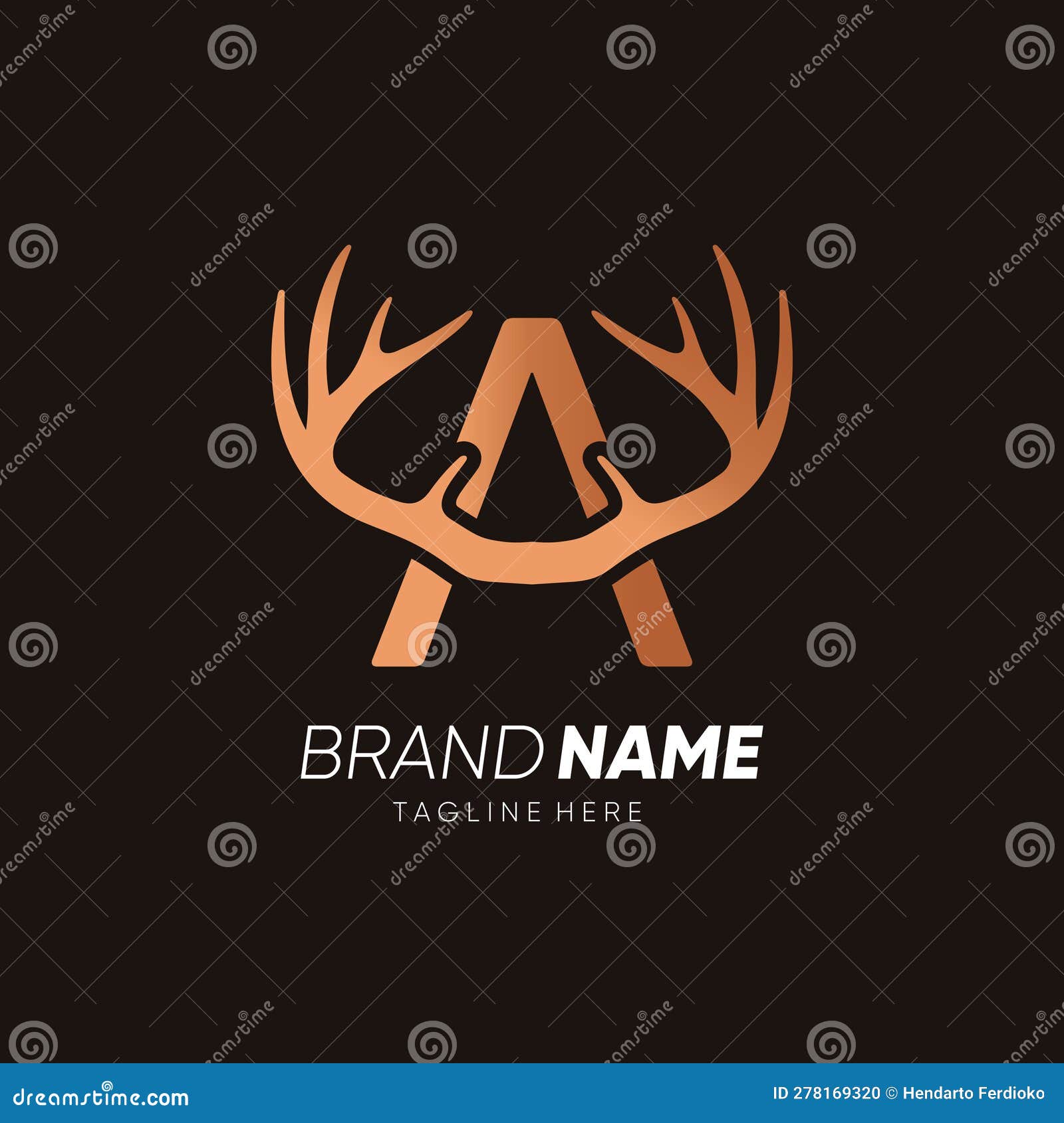 Letter a Deer Antlers Logo Design Vector Icon Graphic Emblem Illustration Stock Vector ...