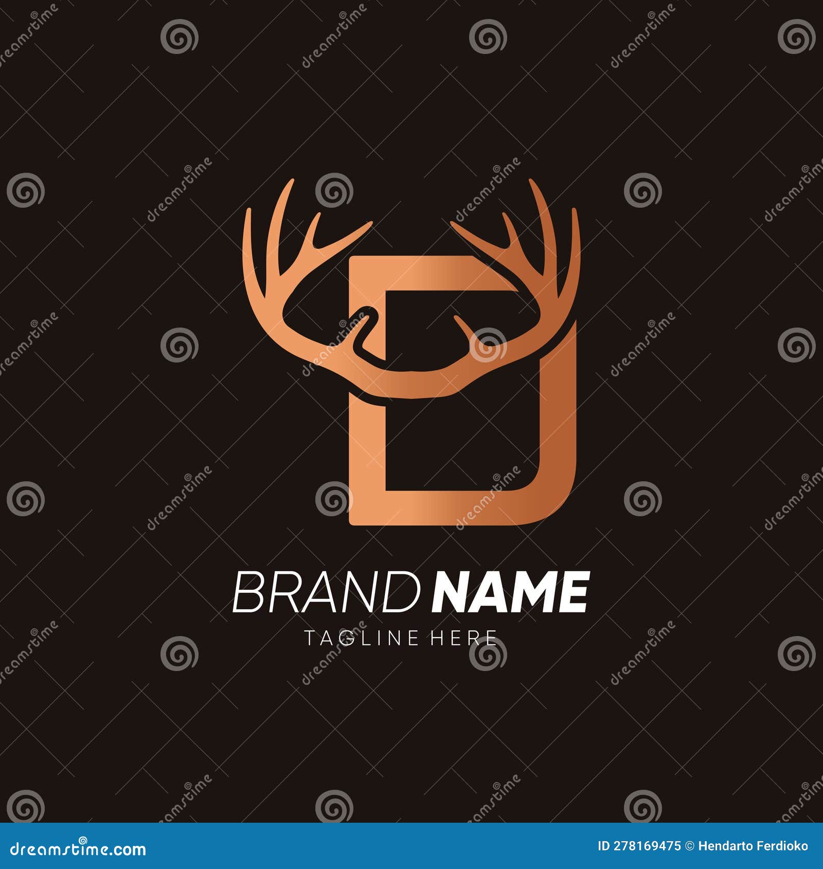 Letter D Deer Antlers Logo Design Vector Icon Graphic Emblem ...