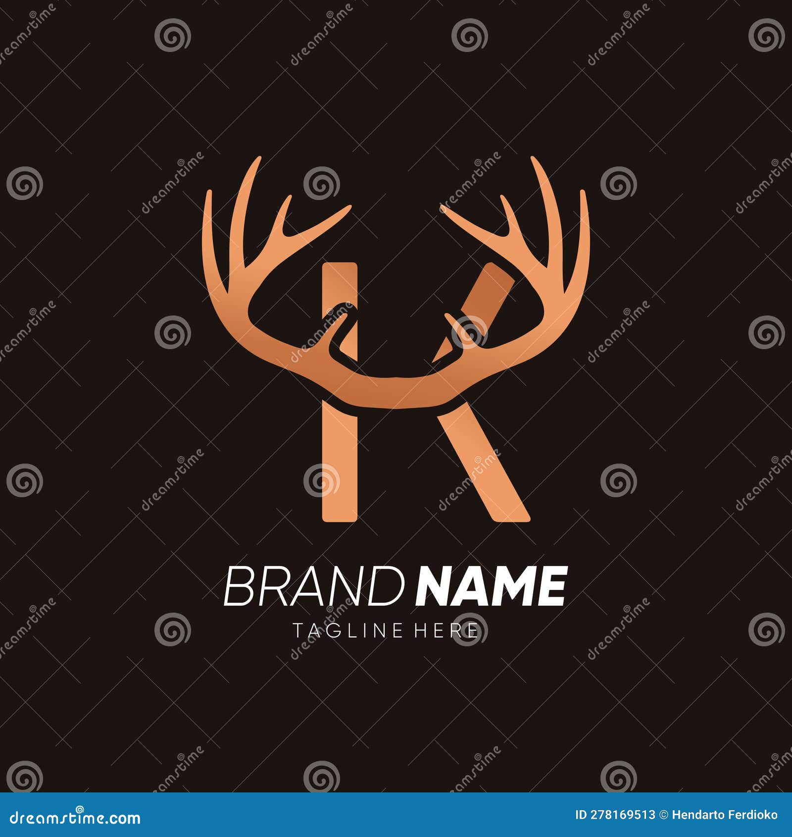 Letter K Deer Antlers Logo Design Vector Icon Graphic Emblem ...