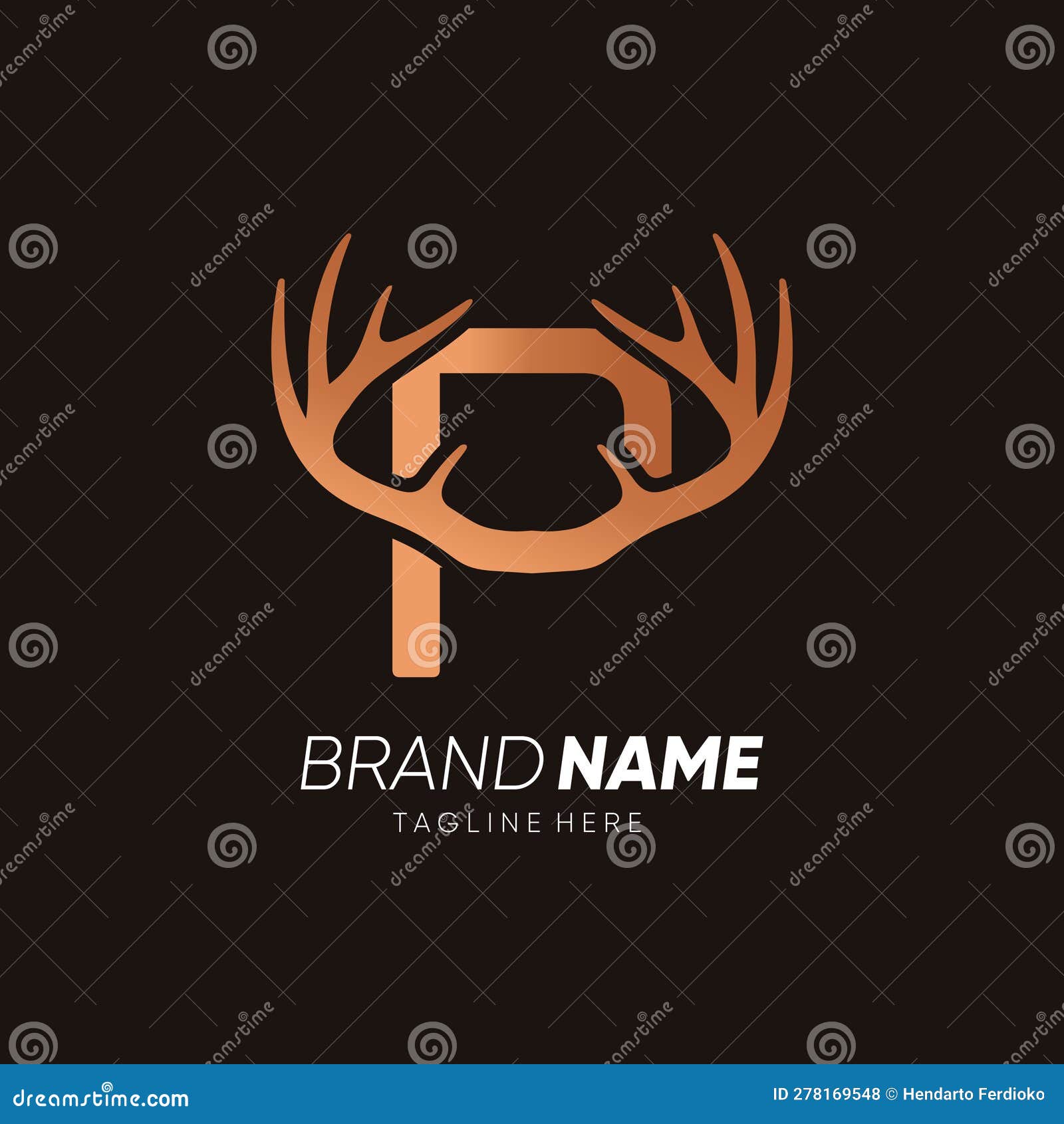 Letter P Deer Antlers Logo Design Vector Icon Graphic Emblem ...