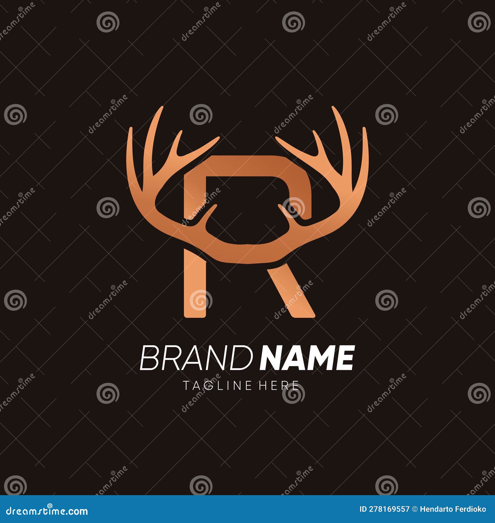 Letter R Deer Antlers Logo Design Vector Icon Graphic Emblem ...
