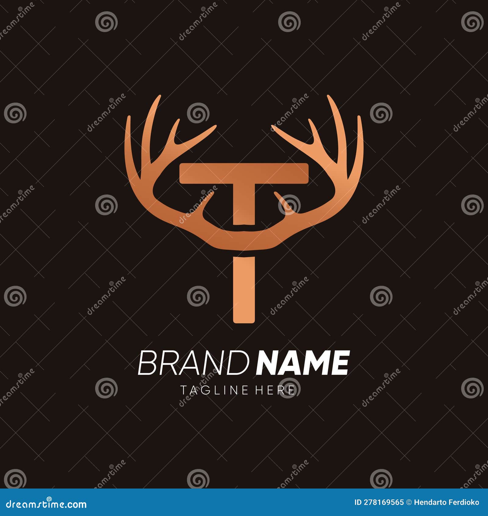Letter T Deer Antlers Logo Design Vector Icon Graphic Emblem ...
