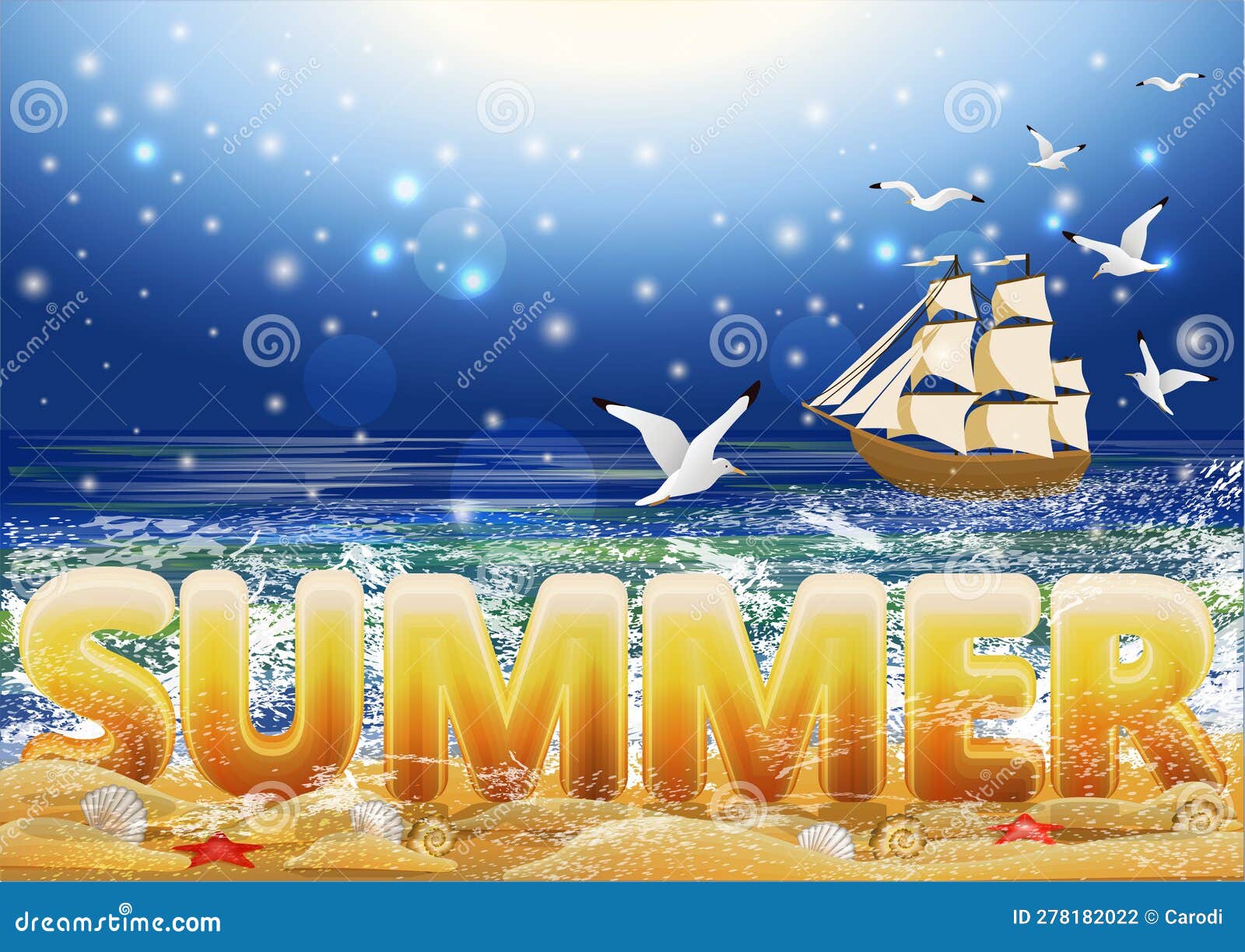 Summer Time Beach Party Vip Card. Vector Stock Vector - Illustration of ...