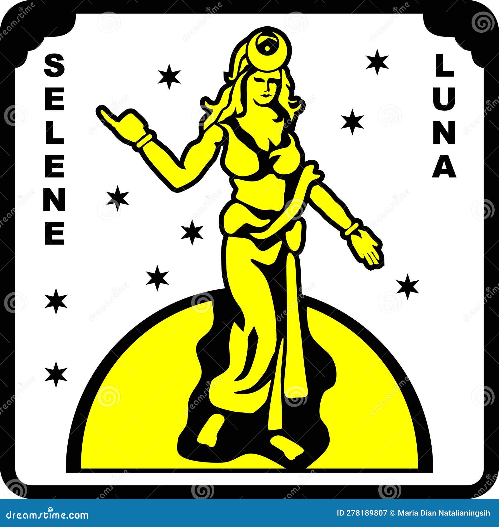 Selene Goddess Of The Moon Line Art Logo Vector Symbol Illustration ...