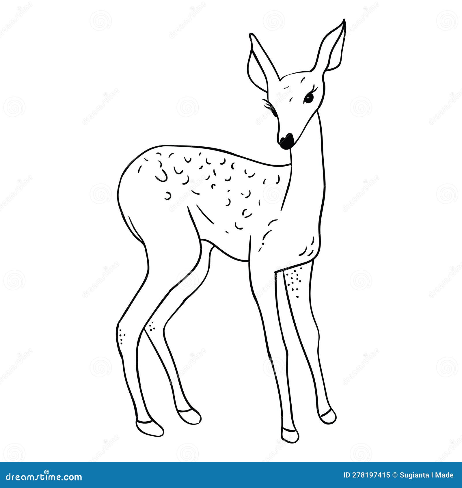 Deer hand drawing vector stock vector. Illustration of animal - 278197415
