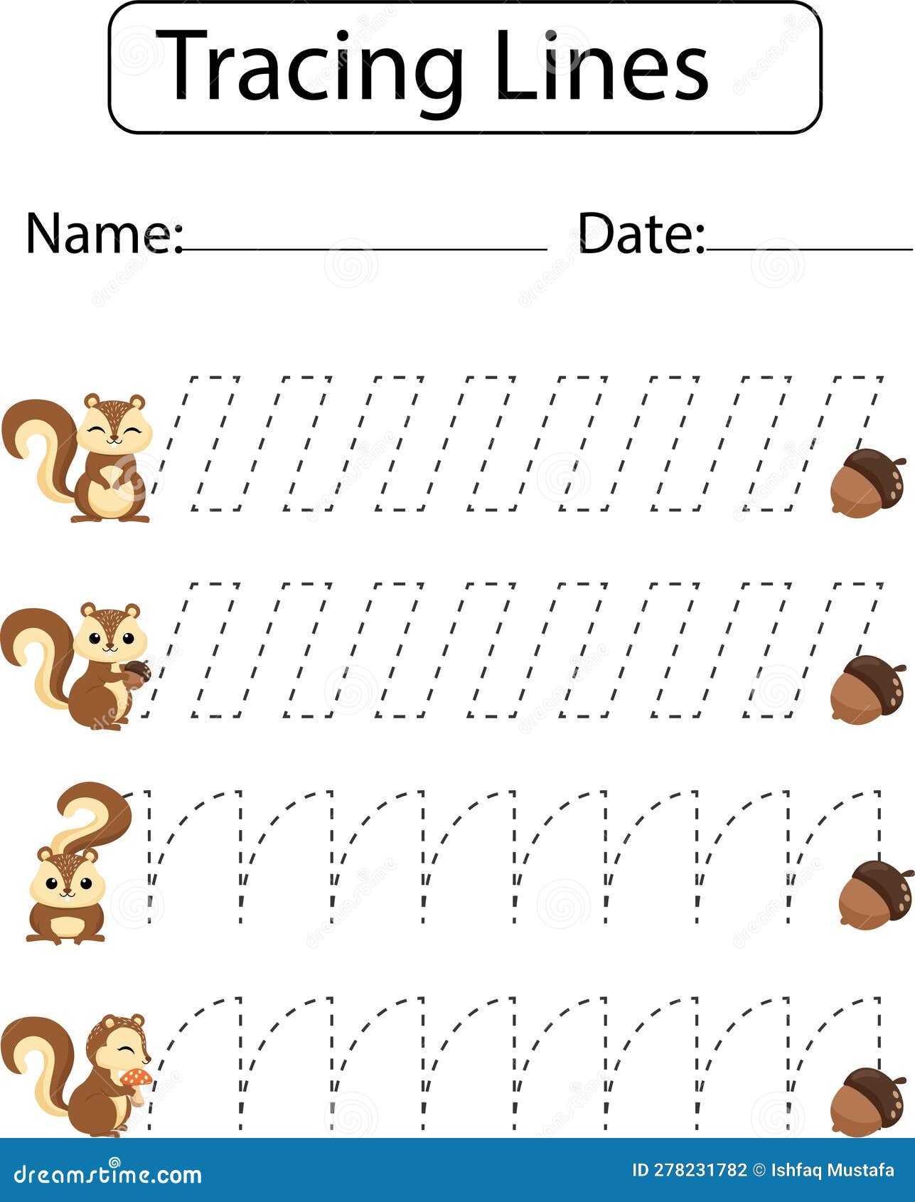 Hand Drawn Tracing Worksheets for Kids Pencontrol. Stock Illustration ...