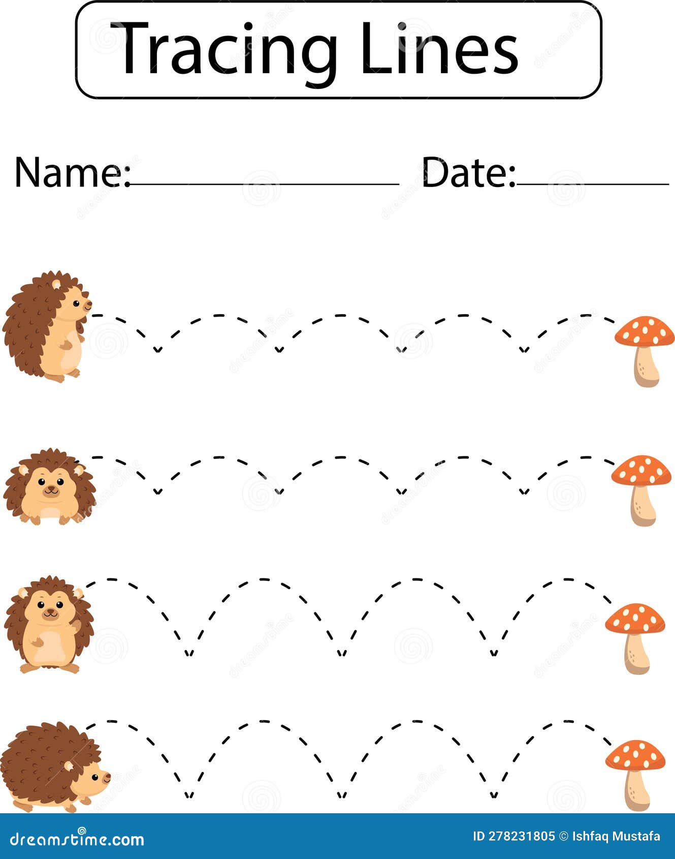 Hand Drawn Tracing Worksheets for Kids Pencontrol. Stock Illustration ...