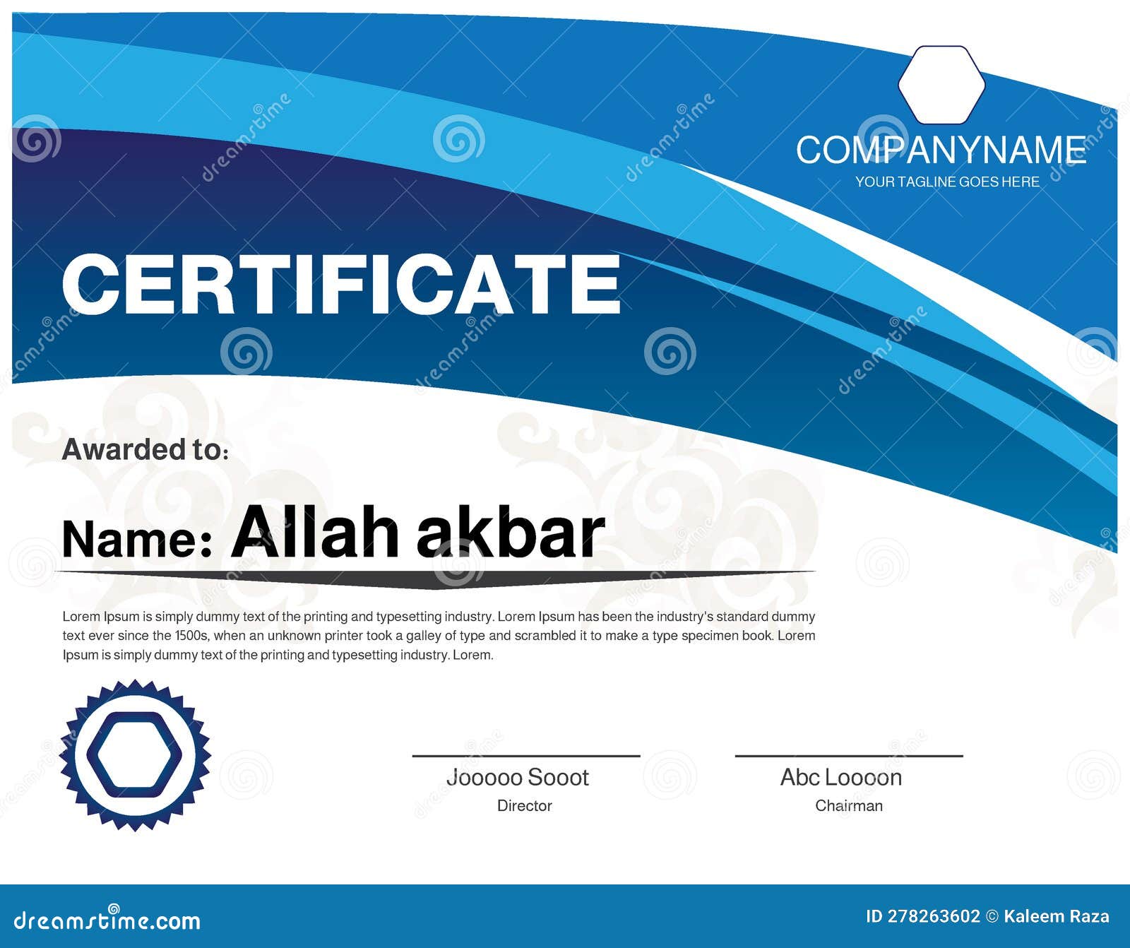 Blue Certificate Template Use for Diploma Layout, Diploma Design Stock ...