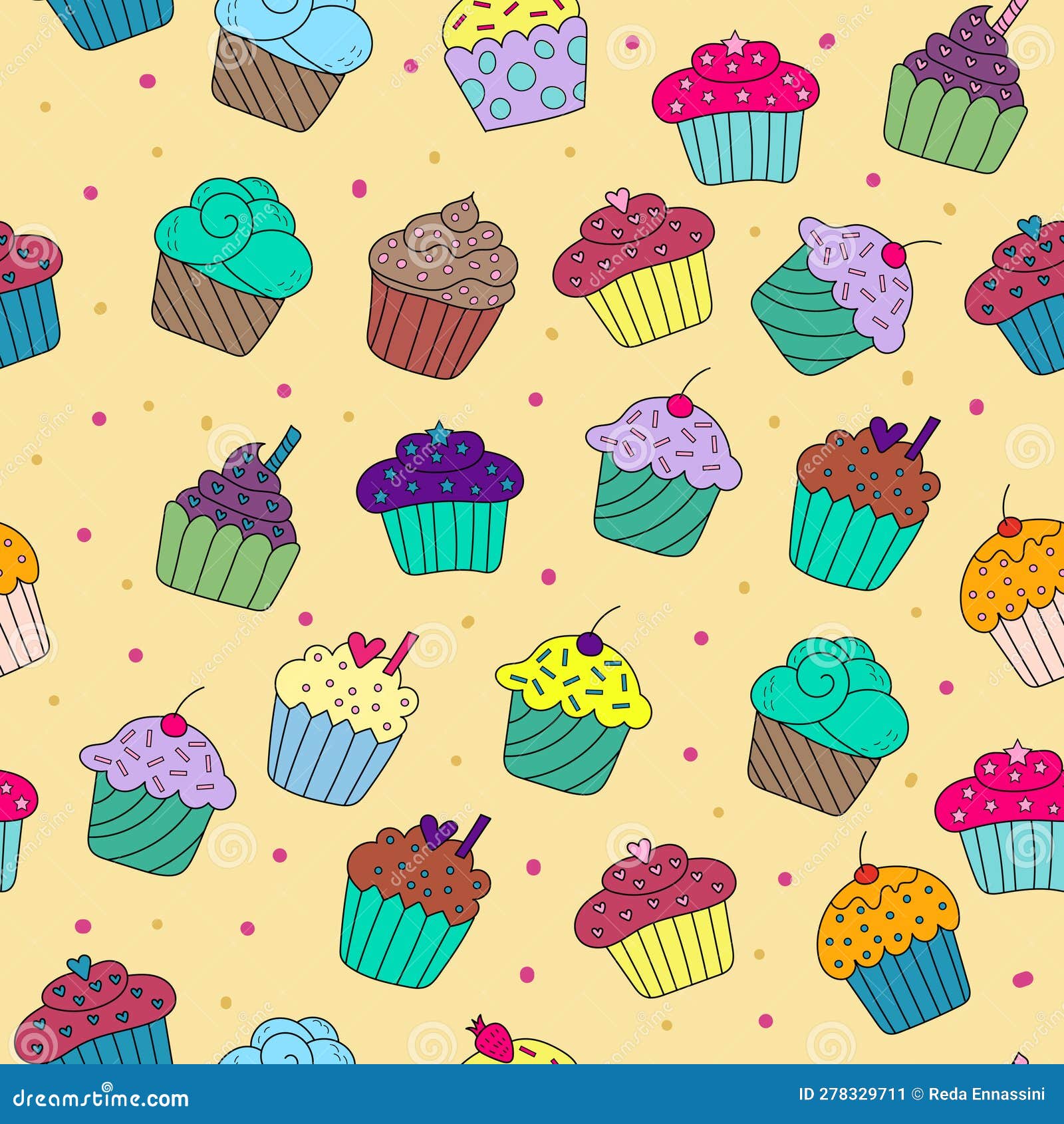 Seamless Colorful Pattern with Sweets Stock Vector - Illustration of ...