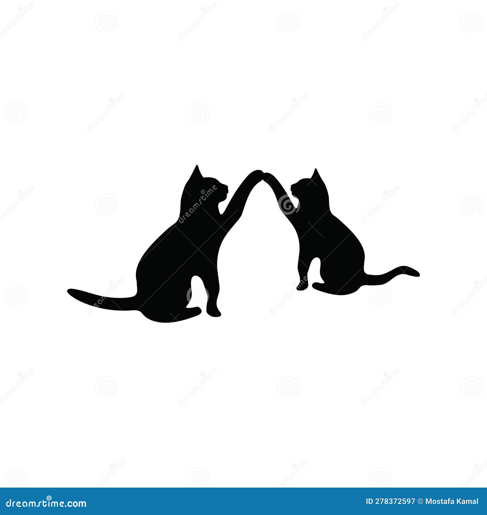 Two Happy Cats Silhouettes. Stock Vector - Illustration of silhouettes ...