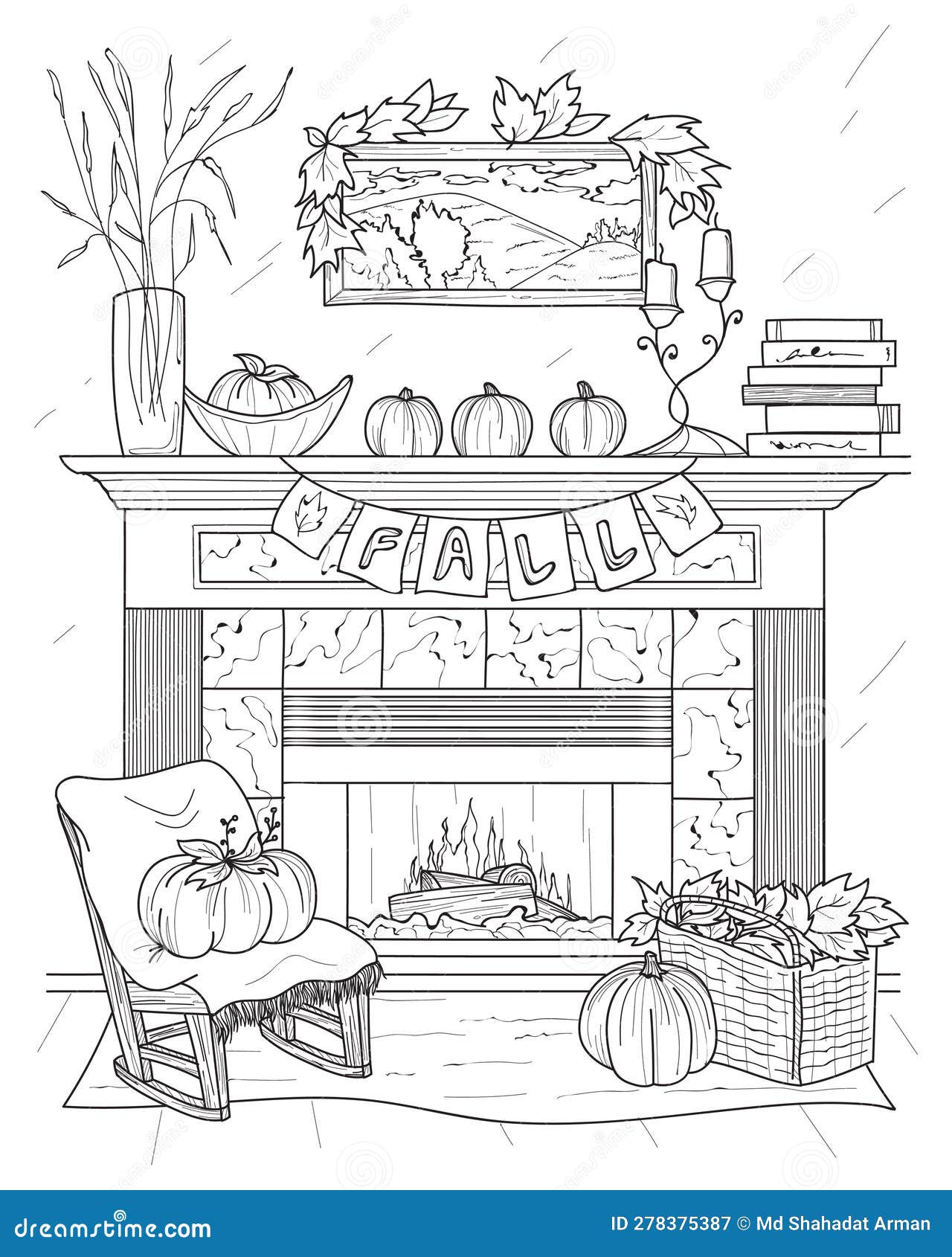 Autumn Scenes Farm Life Coloring Page Design, Farm Life Story Coloring ...