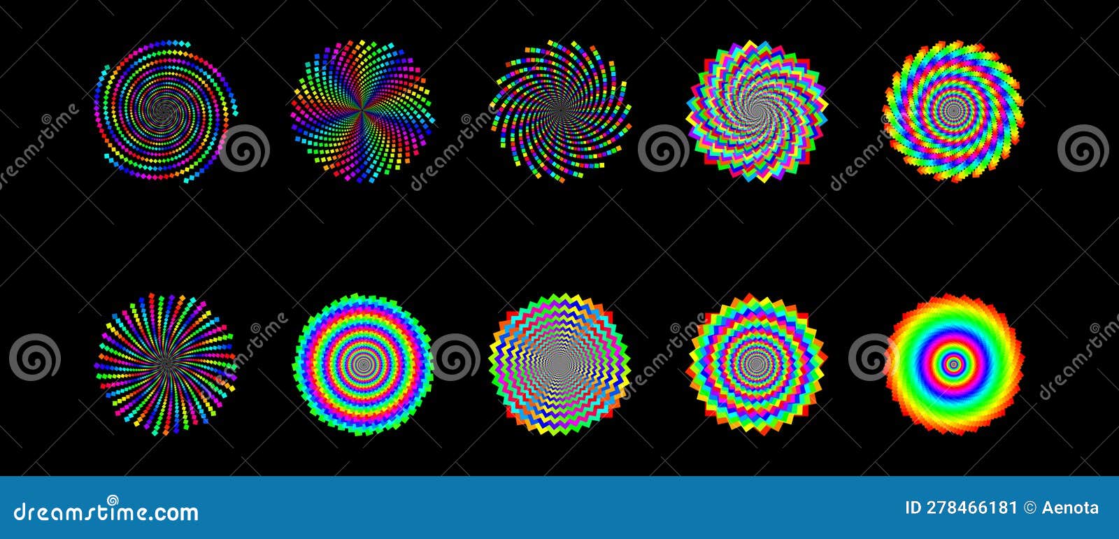 Iridescent Phyllotaxis Spiral Vortex Shape Set - Bright Generative Op ...