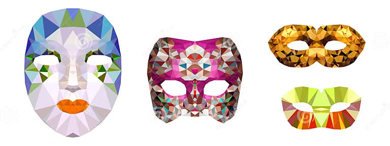 Polygonal Carnival Masks - Set of Venetian Domino Masks Stock Vector ...