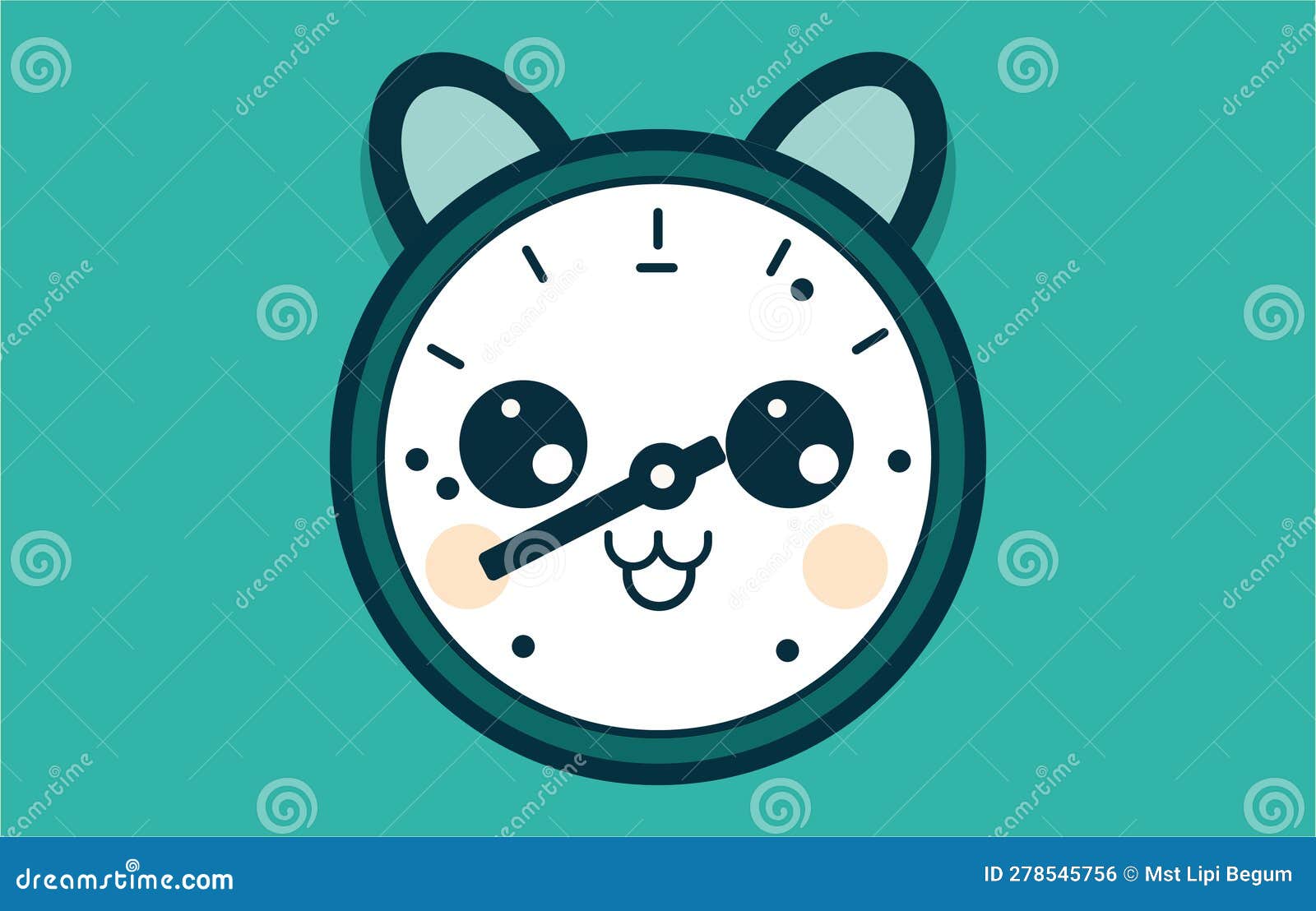 A Cute Clock Logo Vector Illustration Flat Design,Cute Smiling Happy ...