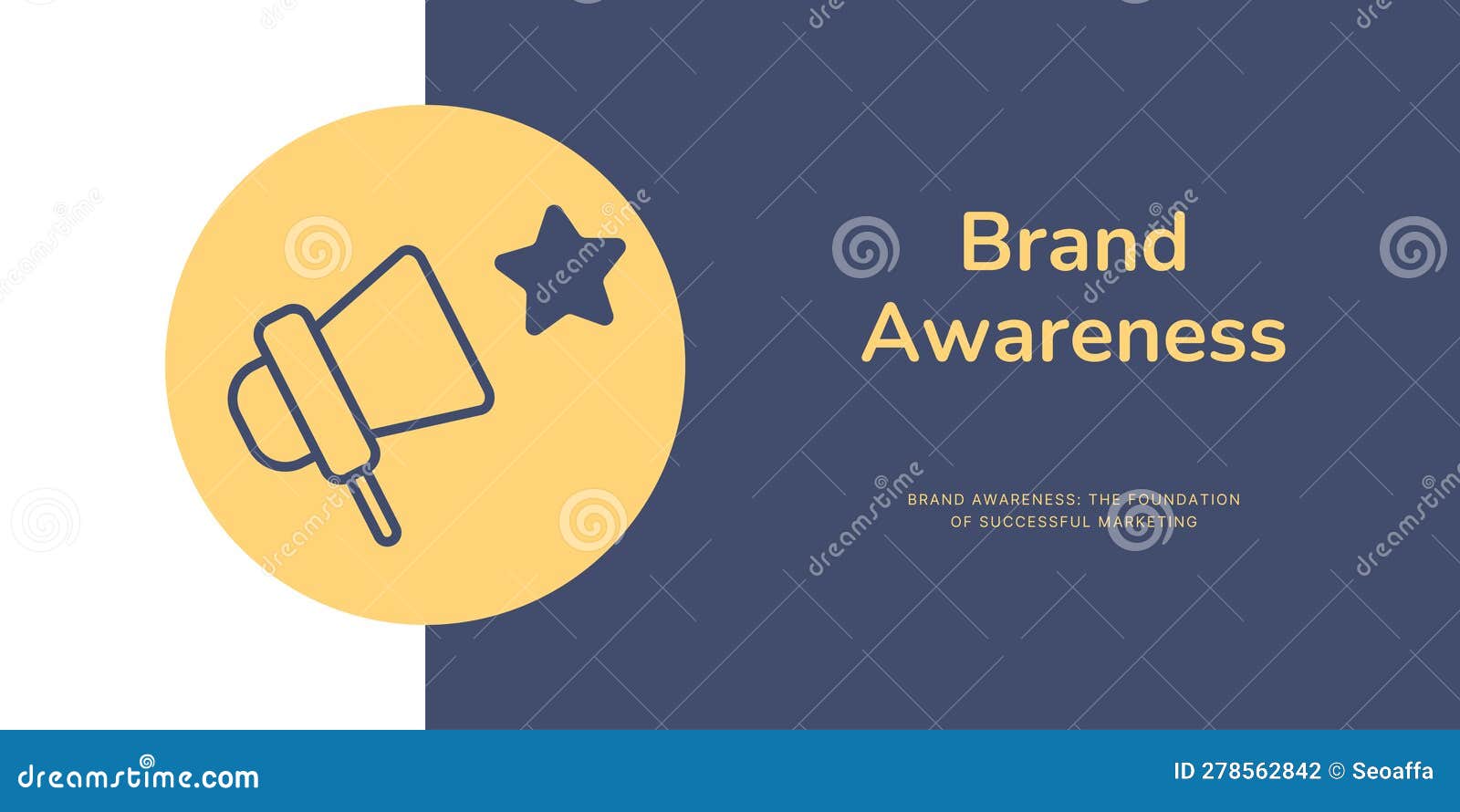 Brand Awareness Banner on Blue Background. Stylish Branding Banner with ...
