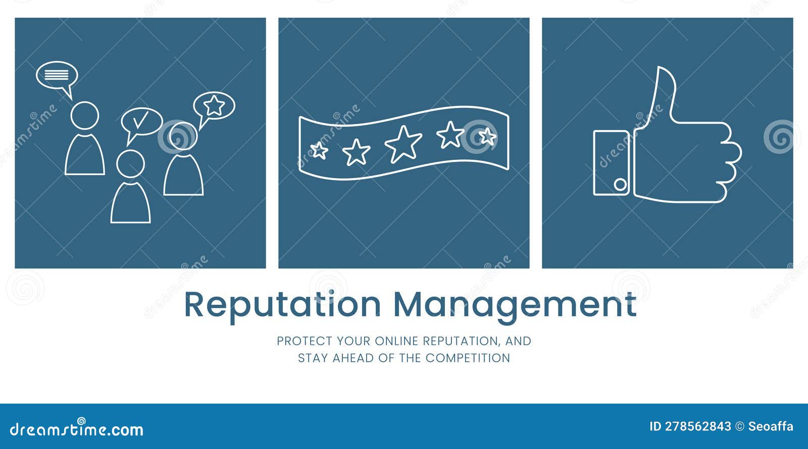 Reputation Management Banner on White and Blue Background. Stylish ...