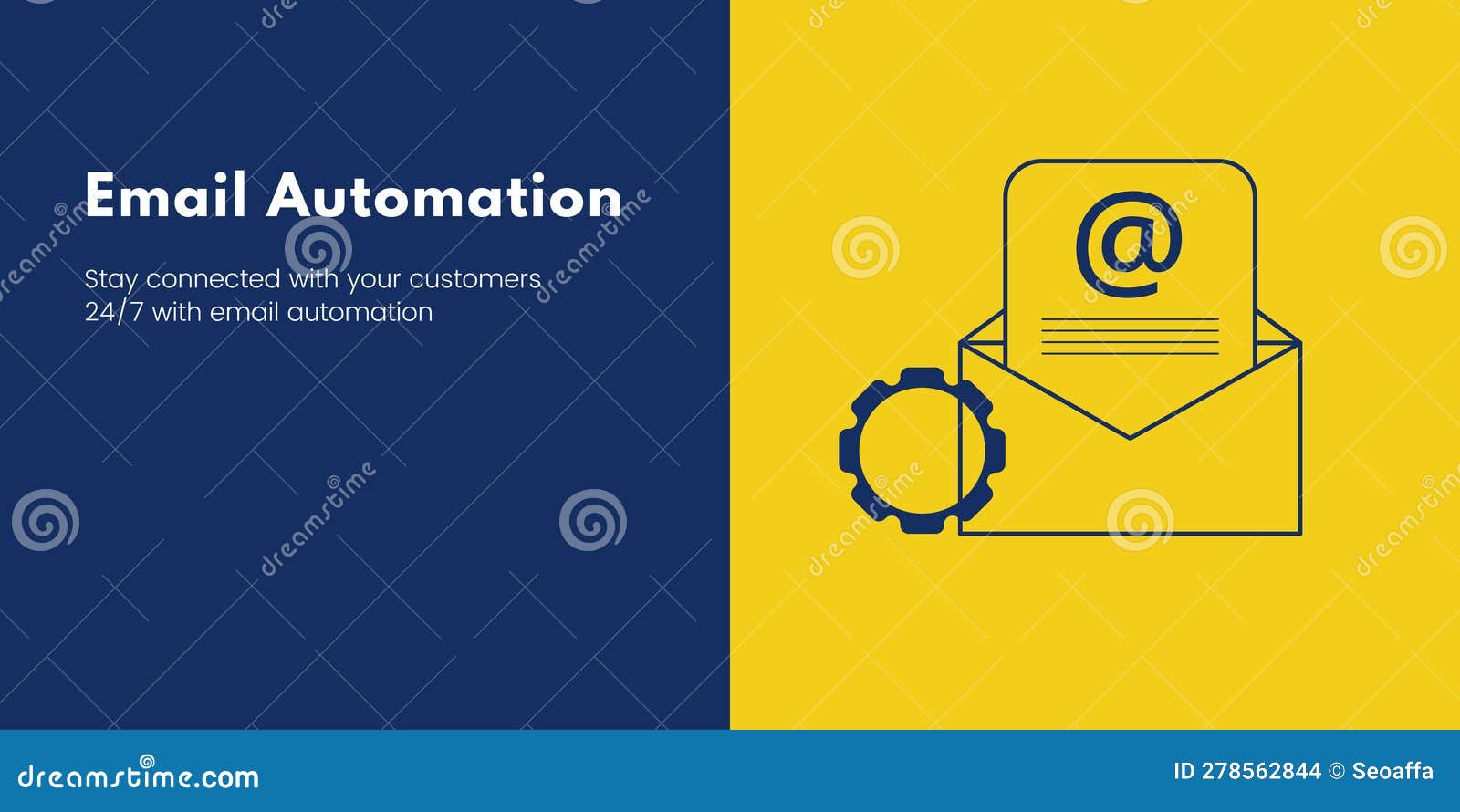 Email Automation Banner on Blue and Yellow Background. Stylish Email ...
