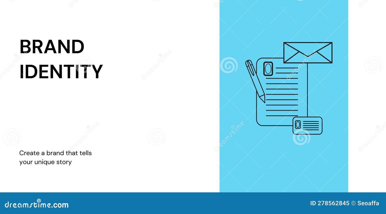 Brand Identity Banner on White and Blue Background. Stylish Branding ...