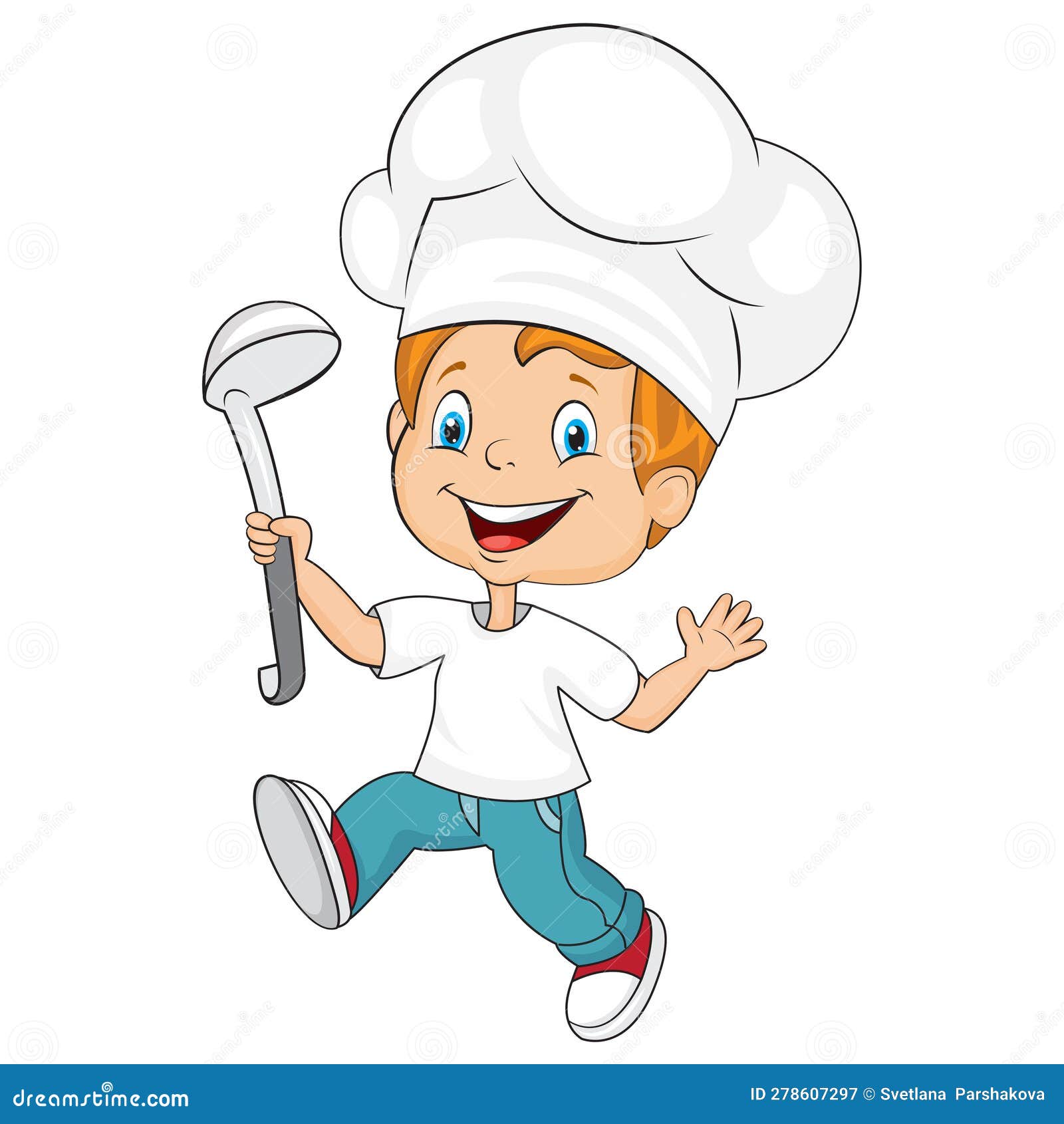 Cartoon Character, Little Cook with a Ladle Stock Vector - Illustration ...