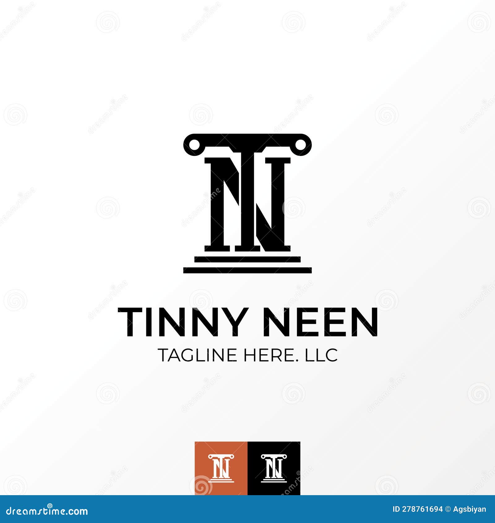 Letter NT or TN Serif Font Pillar and Stairs. Related To Initial ...