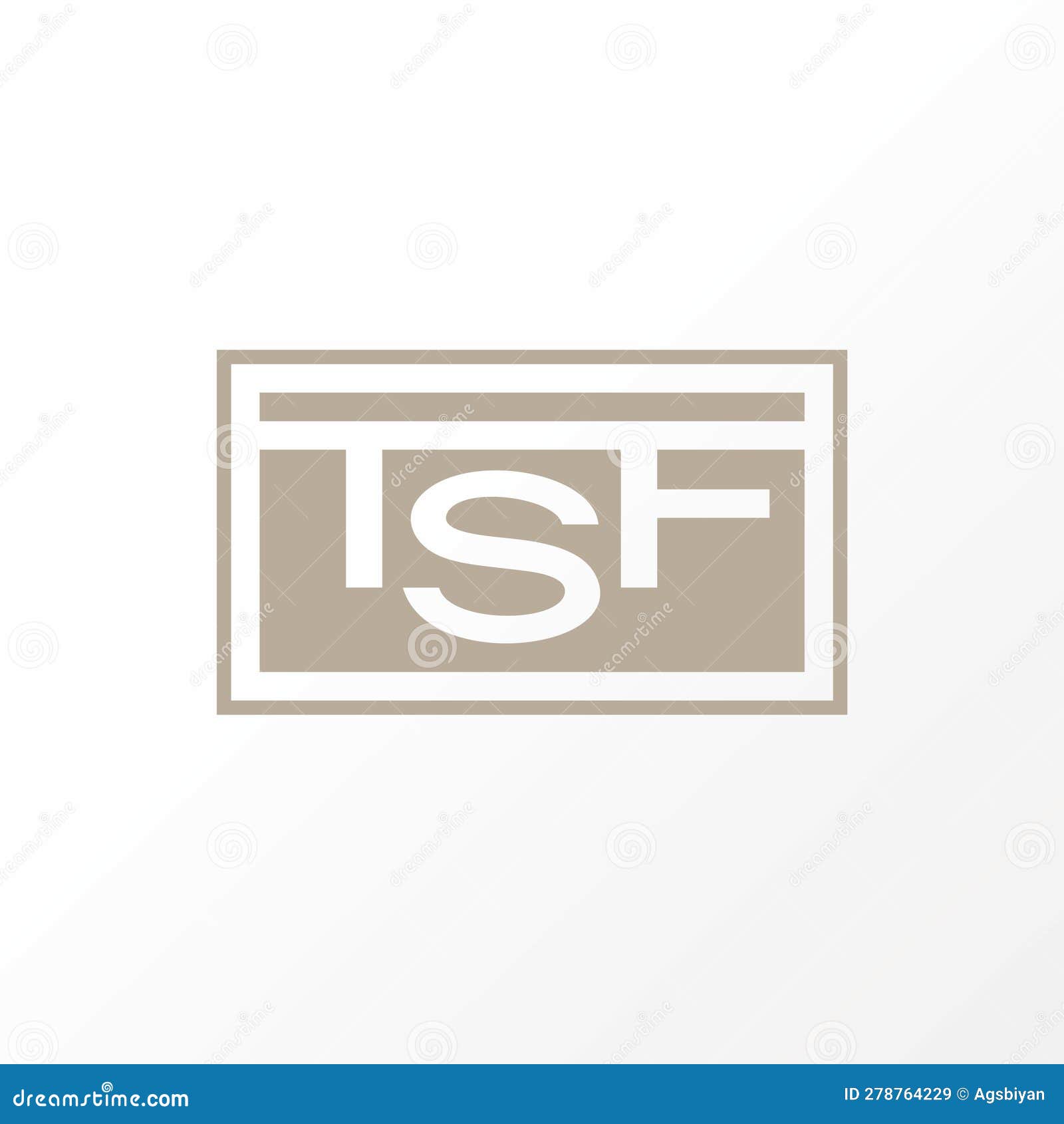 Letter TSF Sans Serif Font on Rectangle Space Block. Related Initial ...