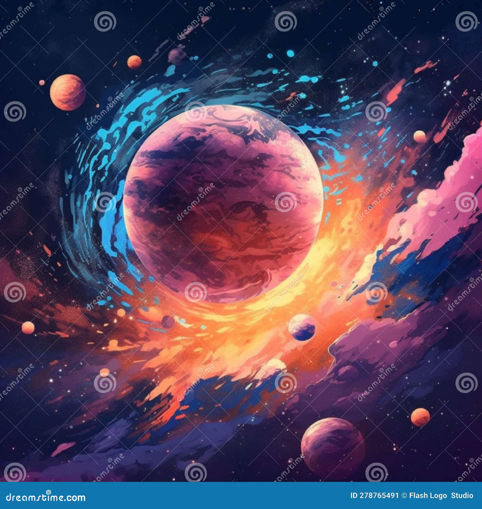 Illustration of Planets in Outer Space Stock Illustration ...