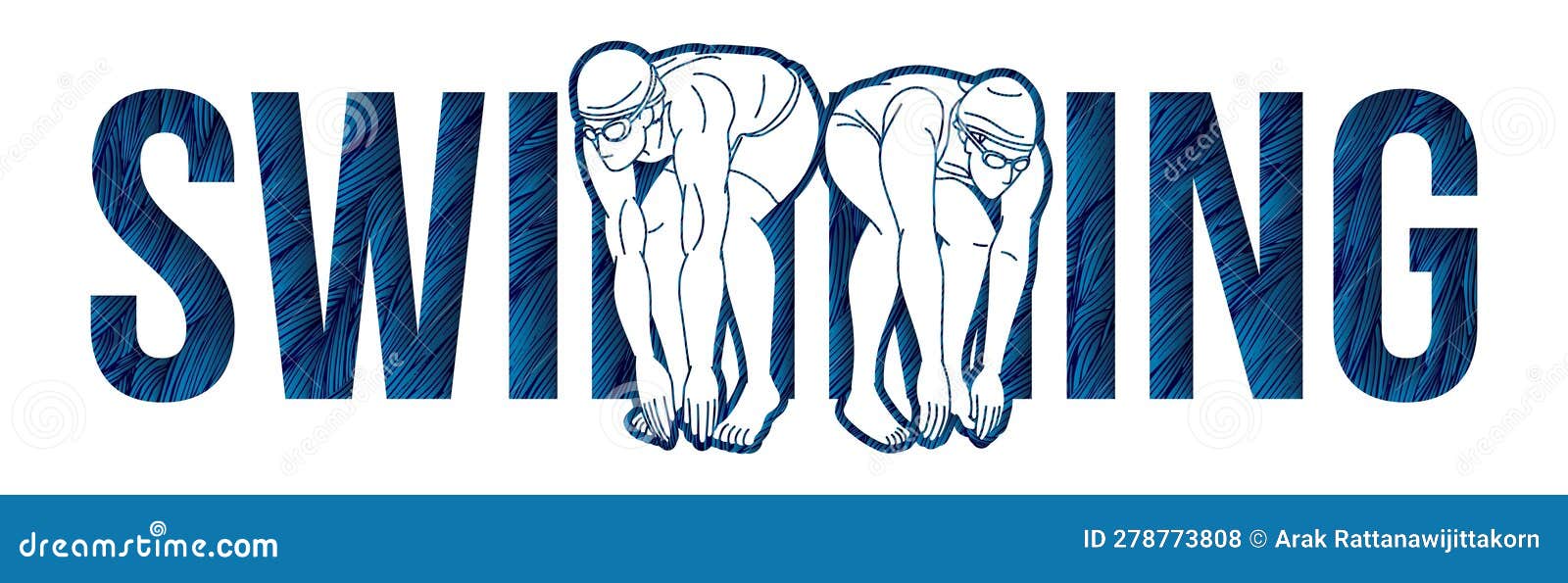 Swimming Sport with Male and Female Swimmer Text Font Design Stock ...
