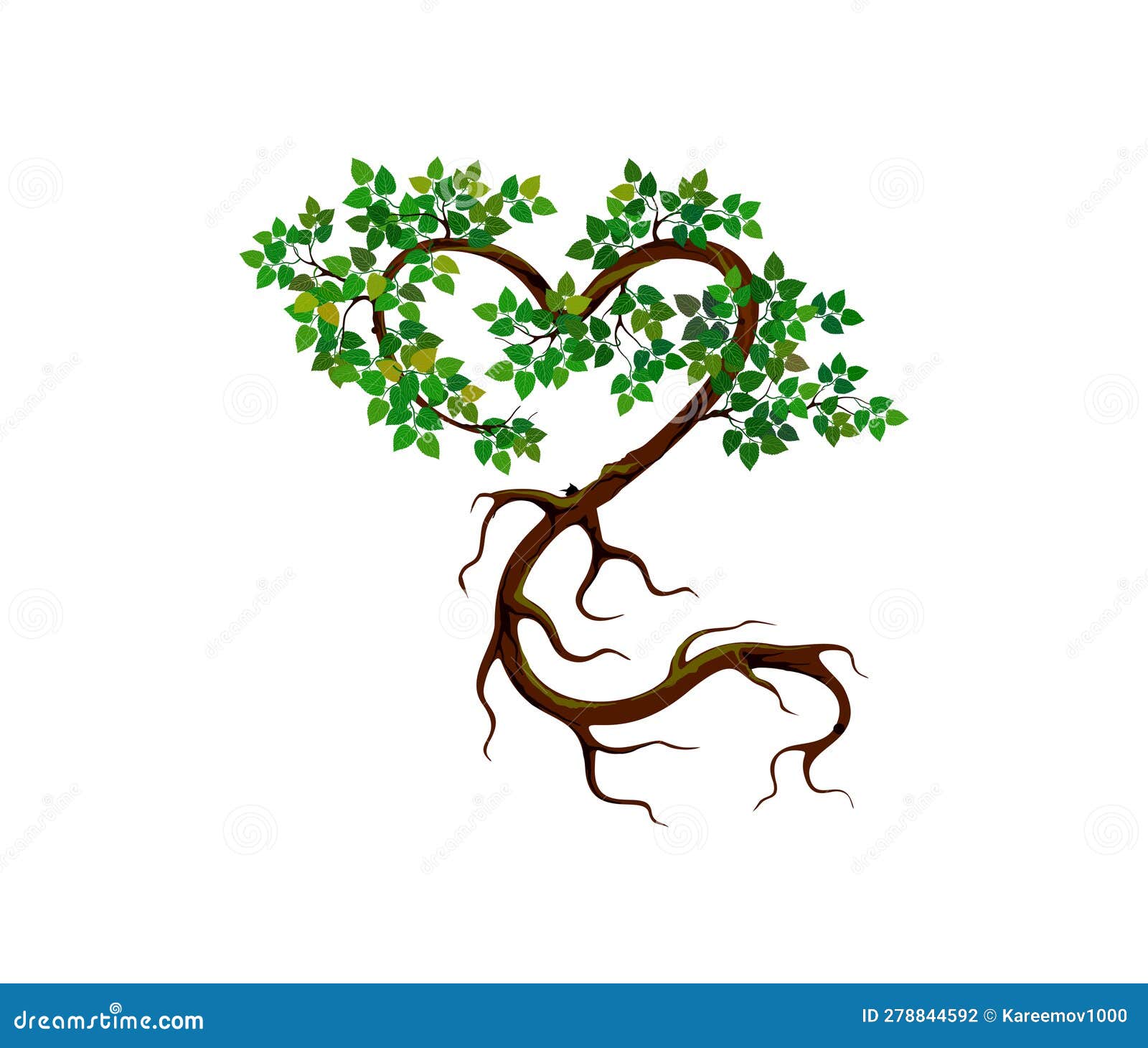 Beautiful Tree and Roots in Heart Shaped Stock Illustration ...