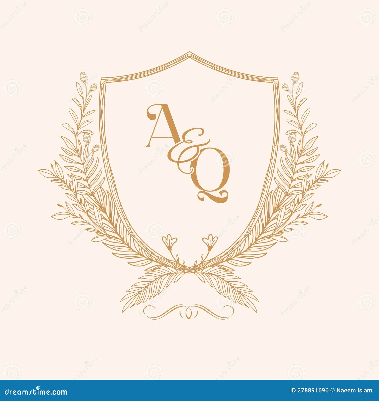 AQ Initial Wedding Monogram Logo Crest Stock Vector - Illustration of ...