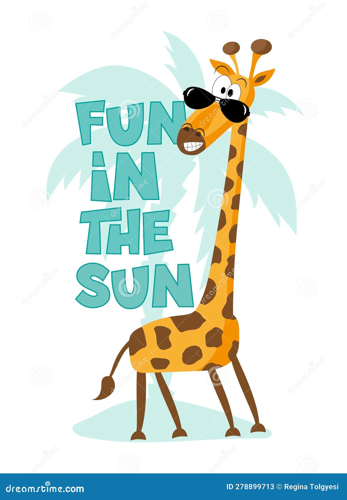 Fun in the Sun - Funny Giraffe in Island. Happy Summer Decoration Stock ...
