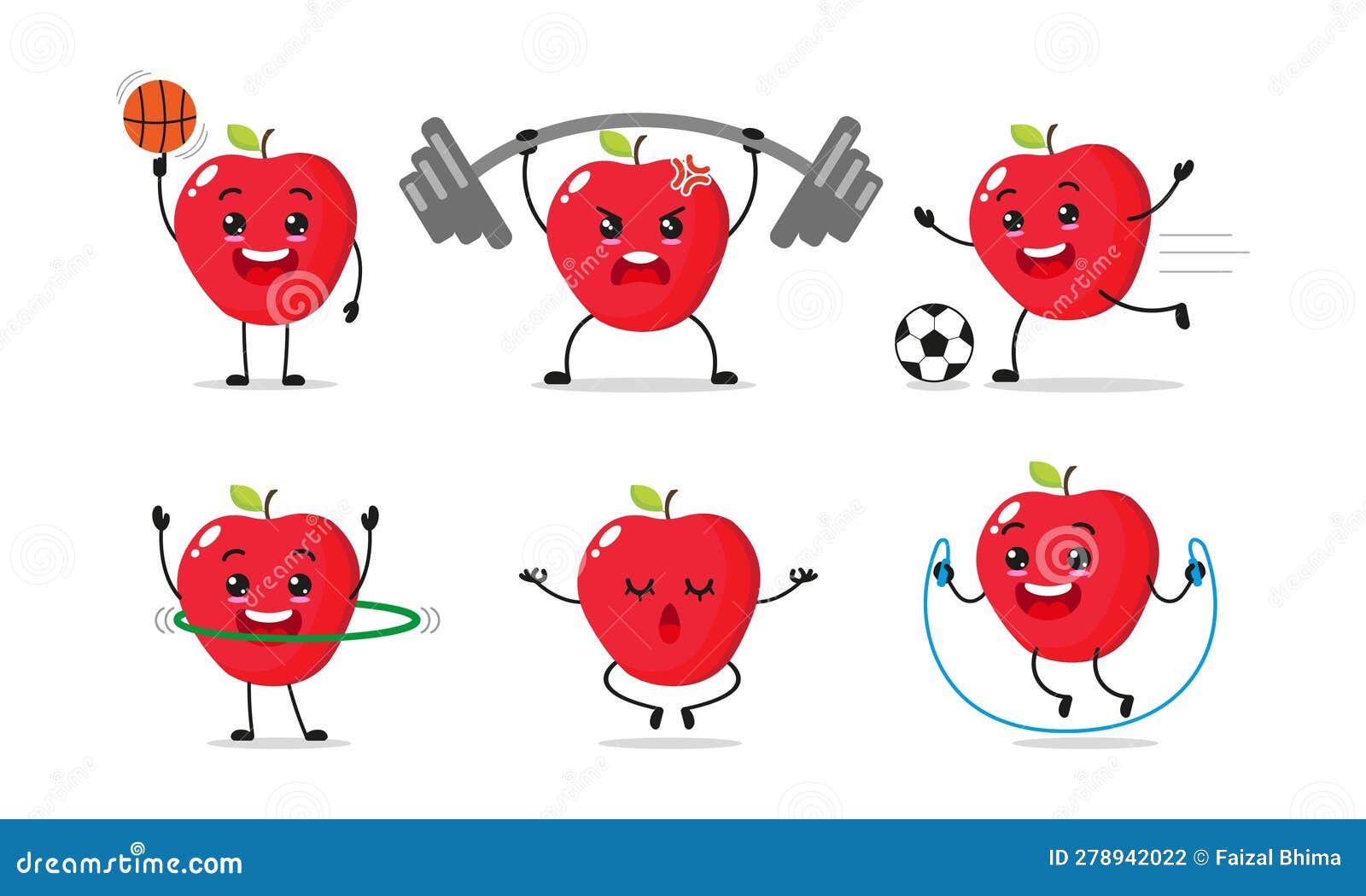 Apple Sport Exercise with Different Activity Stock Vector ...