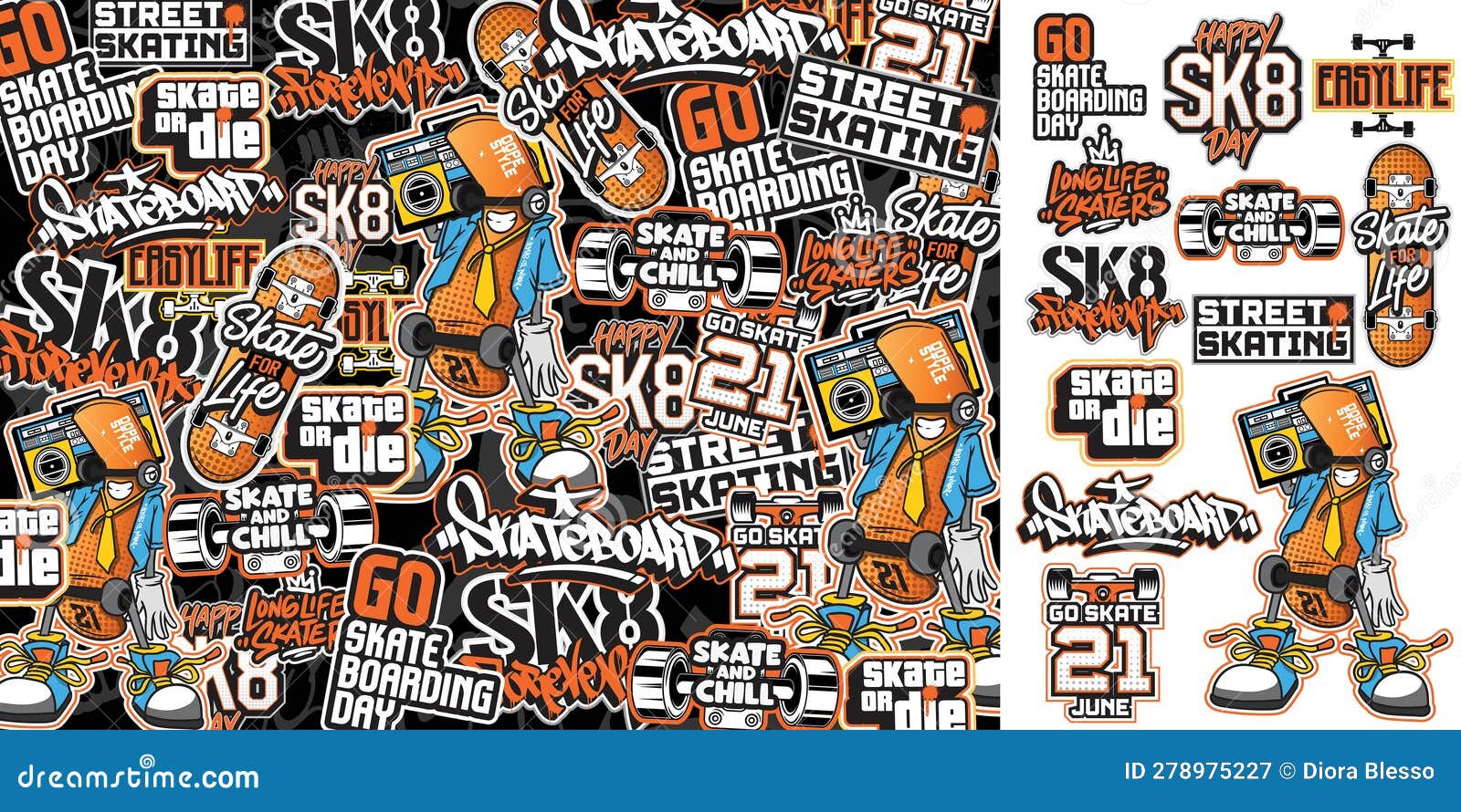 Graffiti Sticker Art Designs of Skateboard Illustrations in Graffiti ...