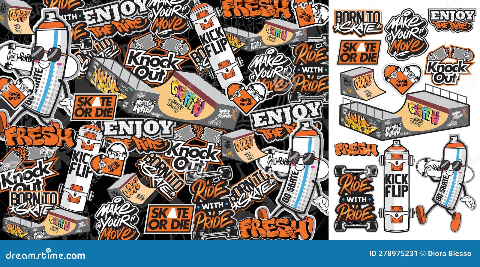 Graffiti Sticker Art Designs of Skateboard Illustrations in Graffiti ...