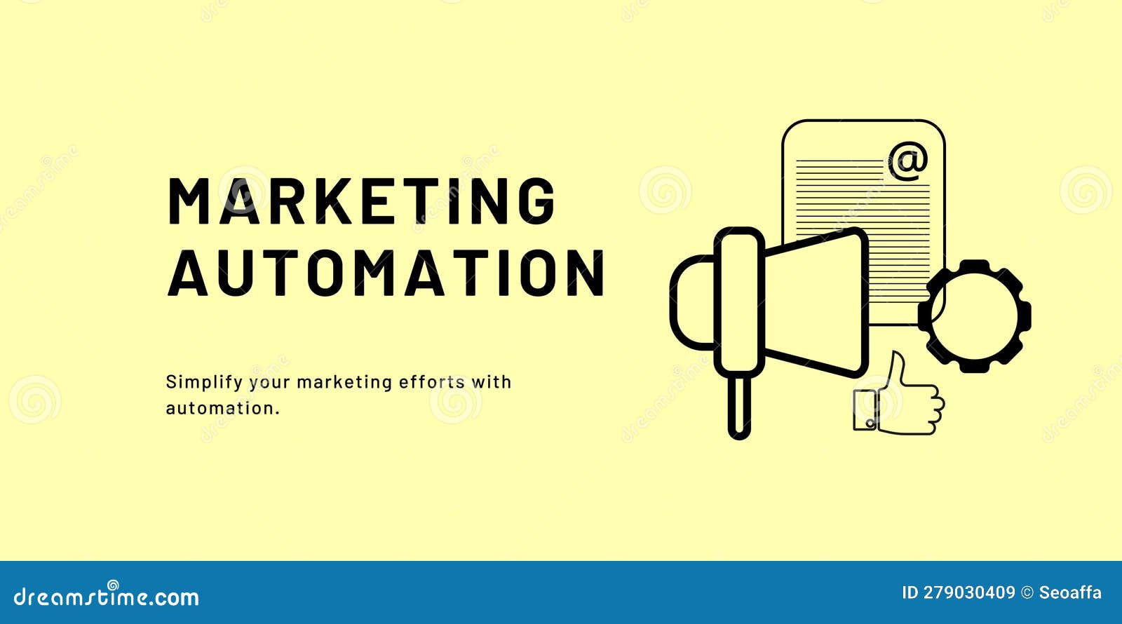 Marketing Automation Banner on Yellow Background. Stylish Marketing ...