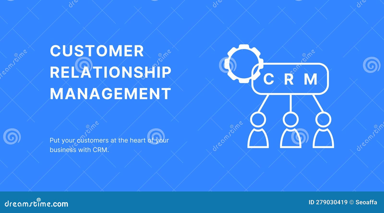 Customer Relationship Management Banner on Blue Background. Stylish CRM ...