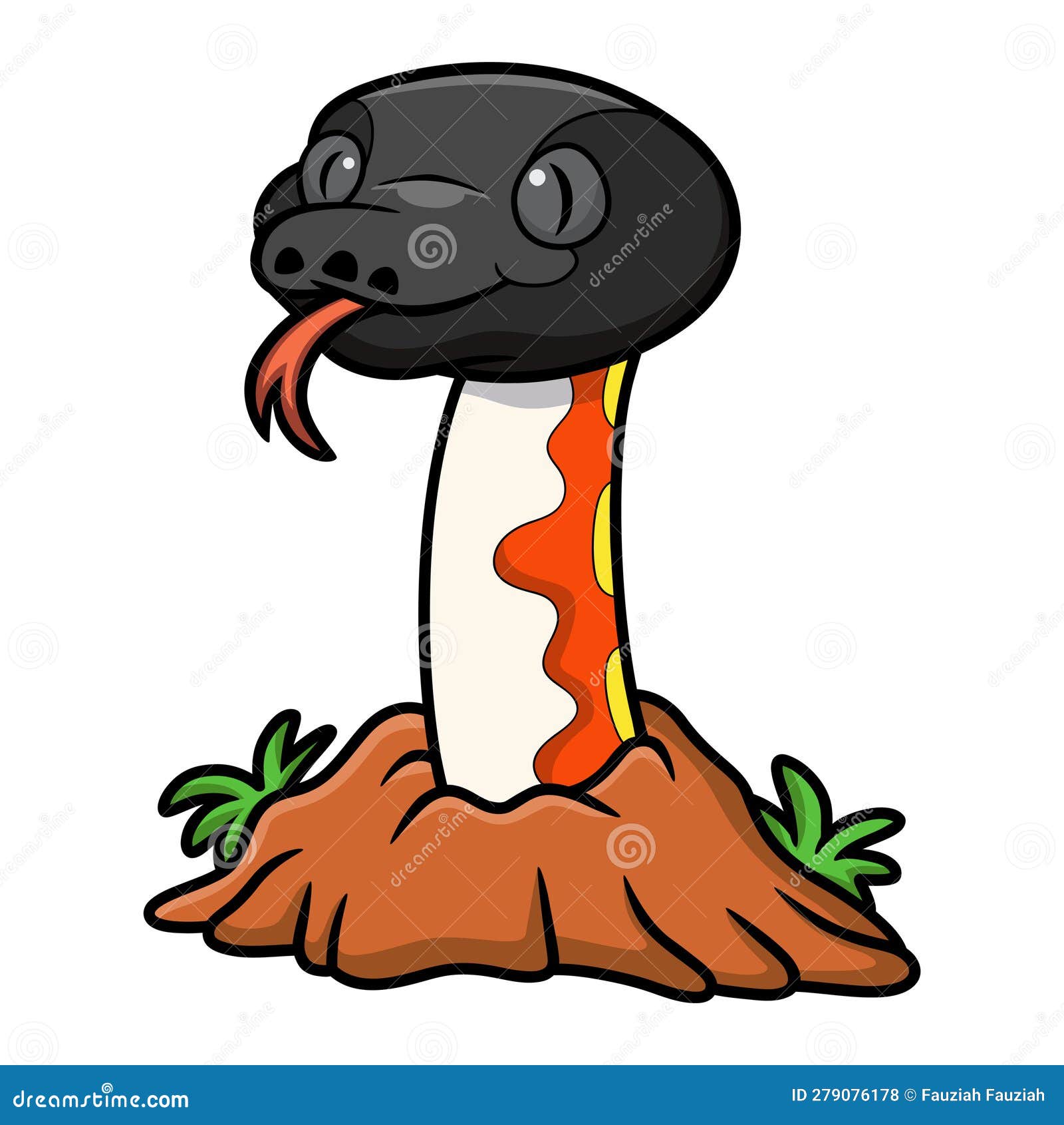 Cute Red Blood Python Cartoon Out from Hole Stock Vector - Illustration ...