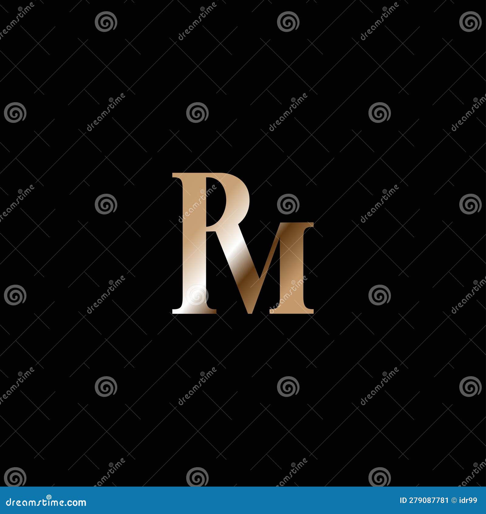 Golden Monogram Style Letter Initial RM or PM Stock Illustration ...